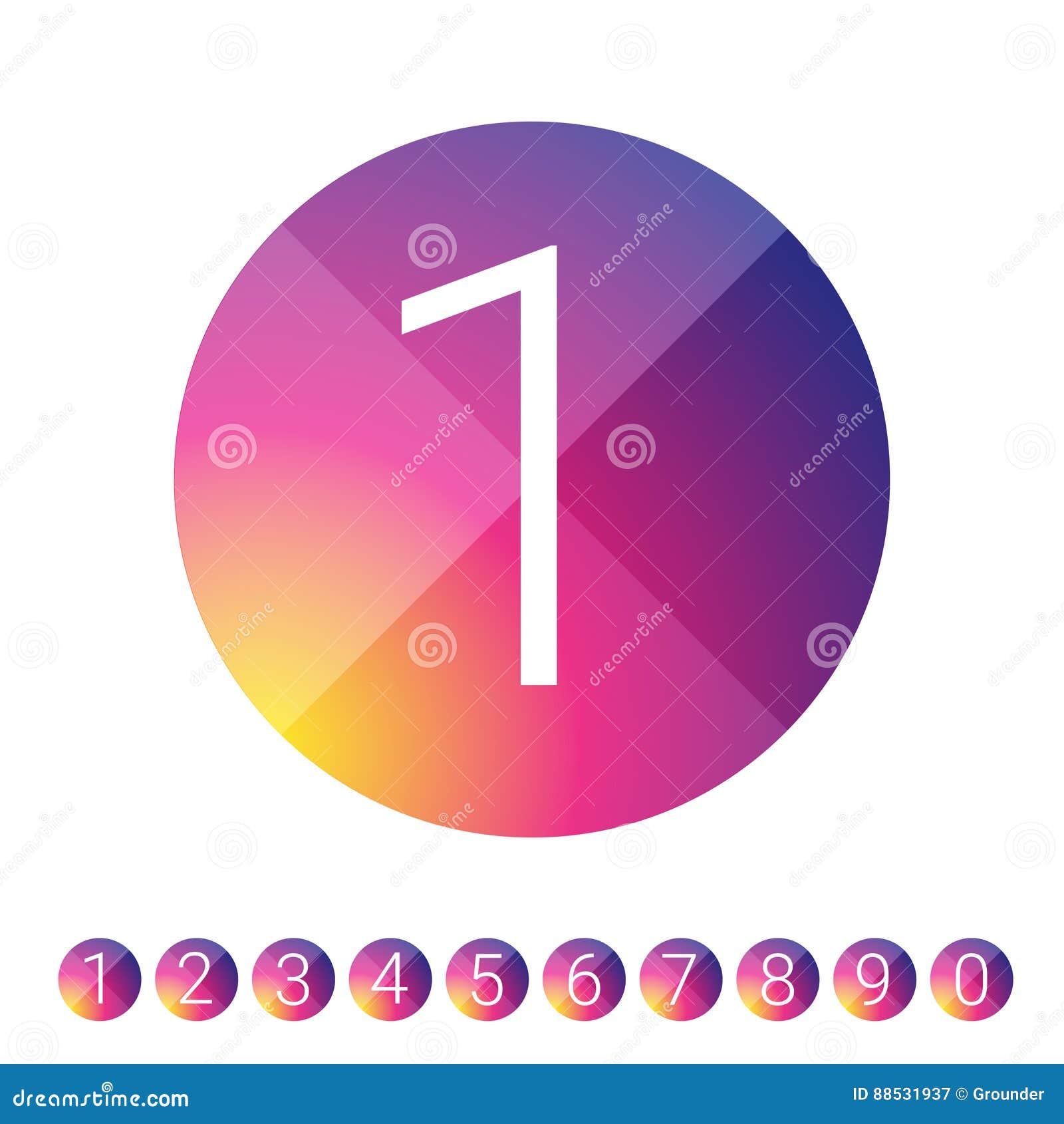 Number set vector circle stock vector. Illustration of yellow - 88531937