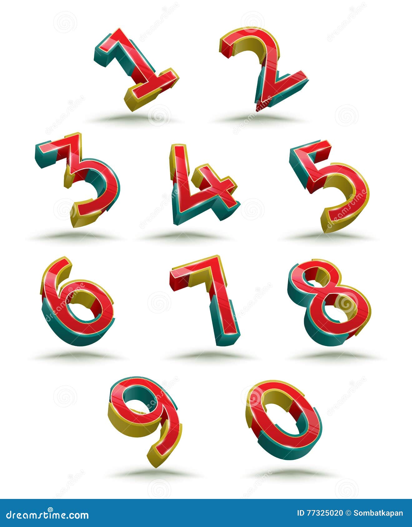 Number Set Vector 3D Style. Stock Vector - Illustration of sharp ...