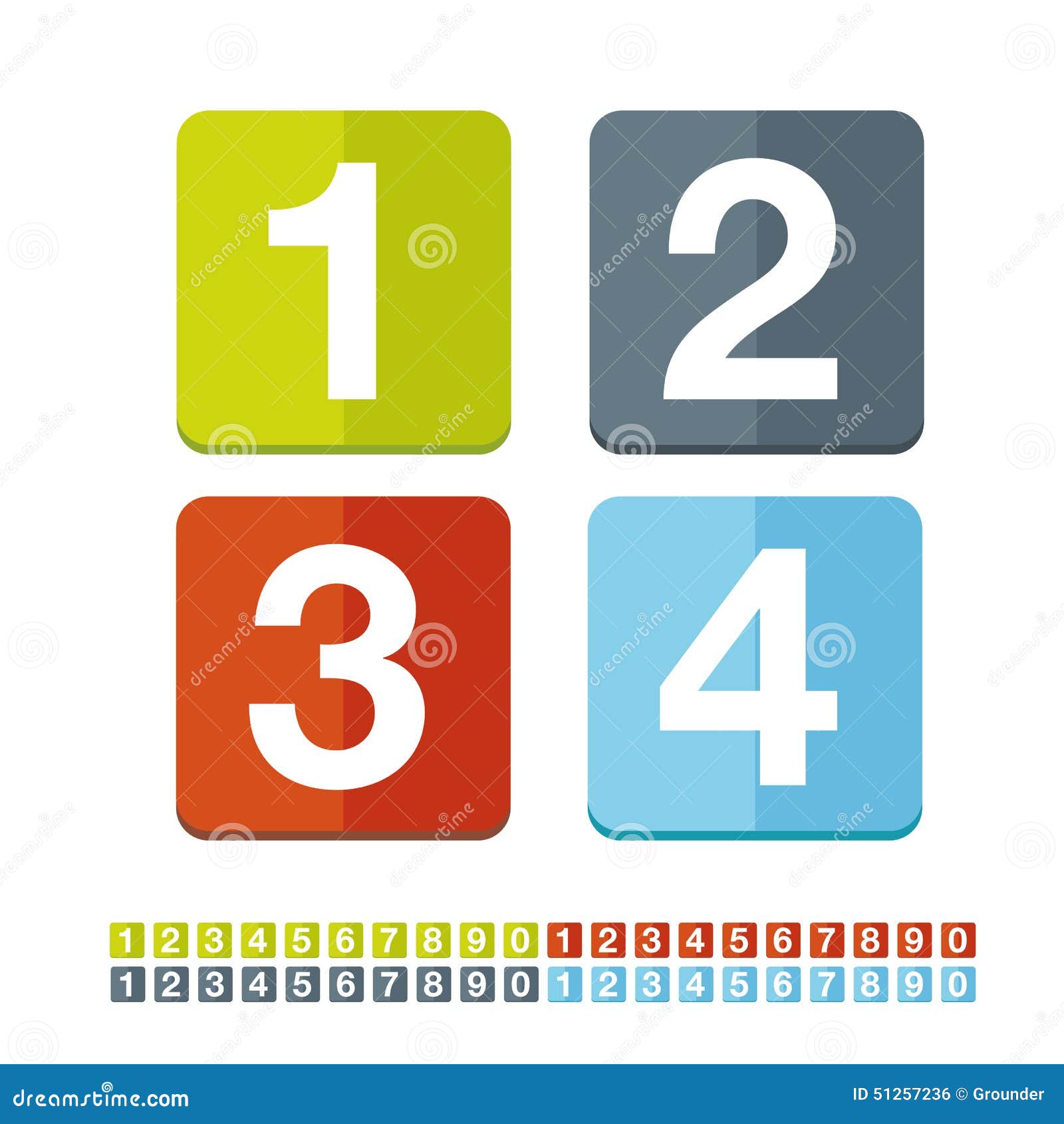 Number Set Vector Flat Design Stock Vector - Illustration of number ...