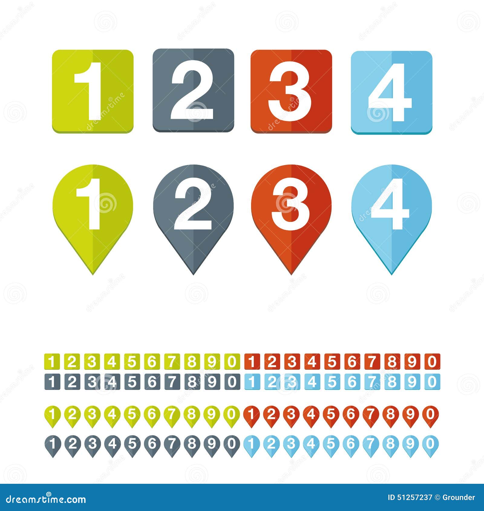 Number Set Vector Flat Design Stock Vector - Illustration of number ...