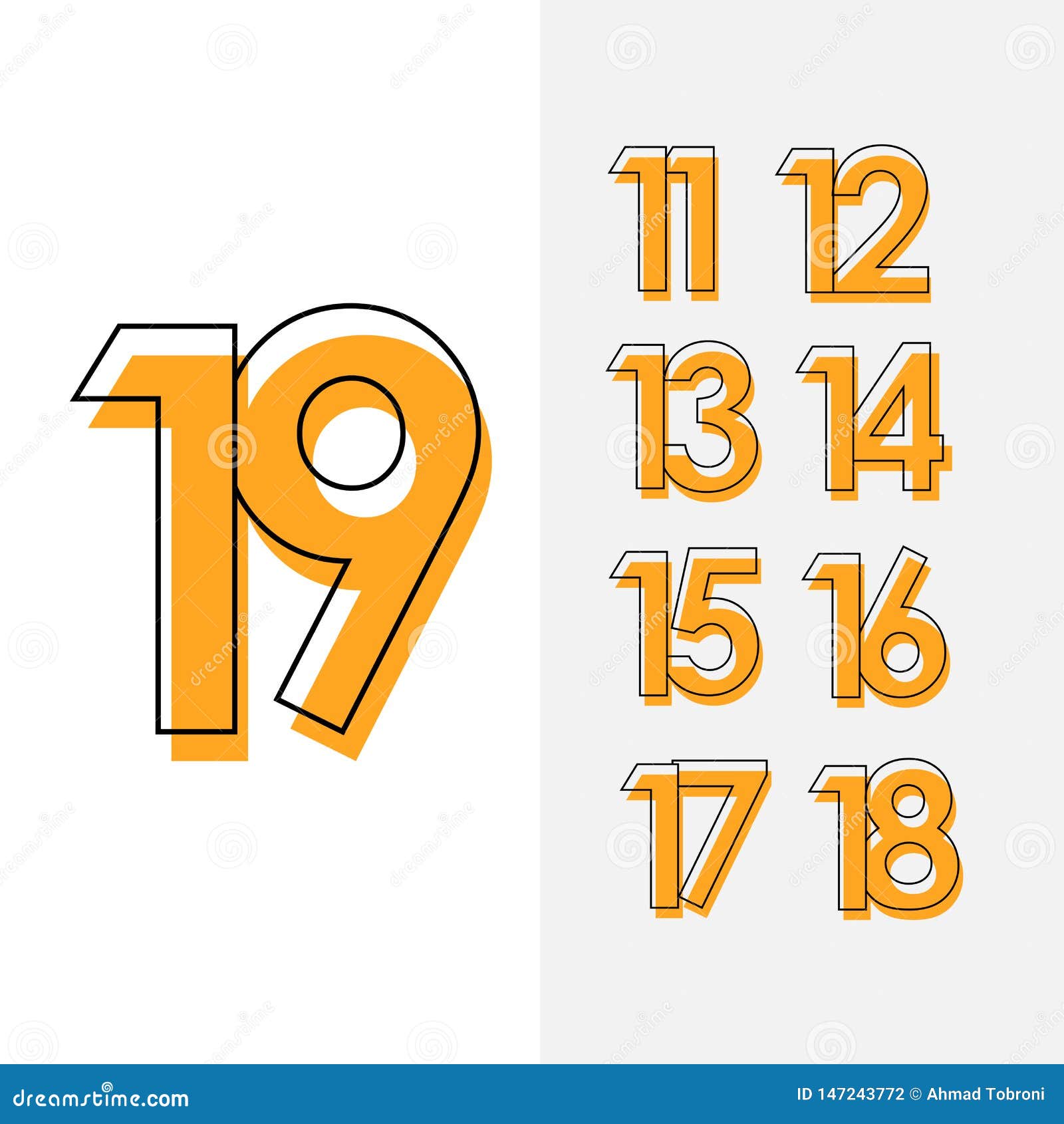 Number 19 Set Vector Template Design Illustration Design for ...