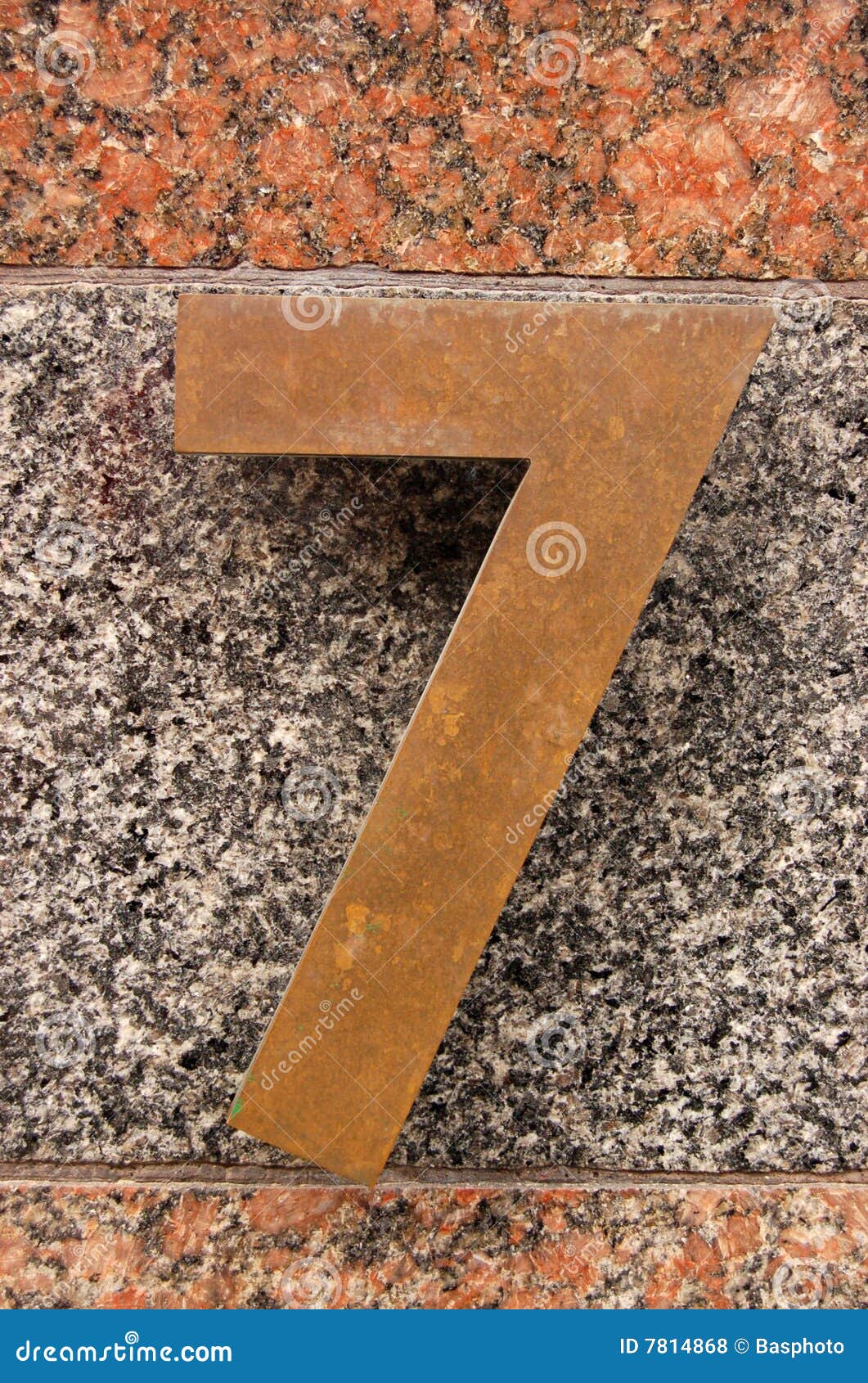 Number seven stock photo. Image of numeral, wall, brass - 7814868