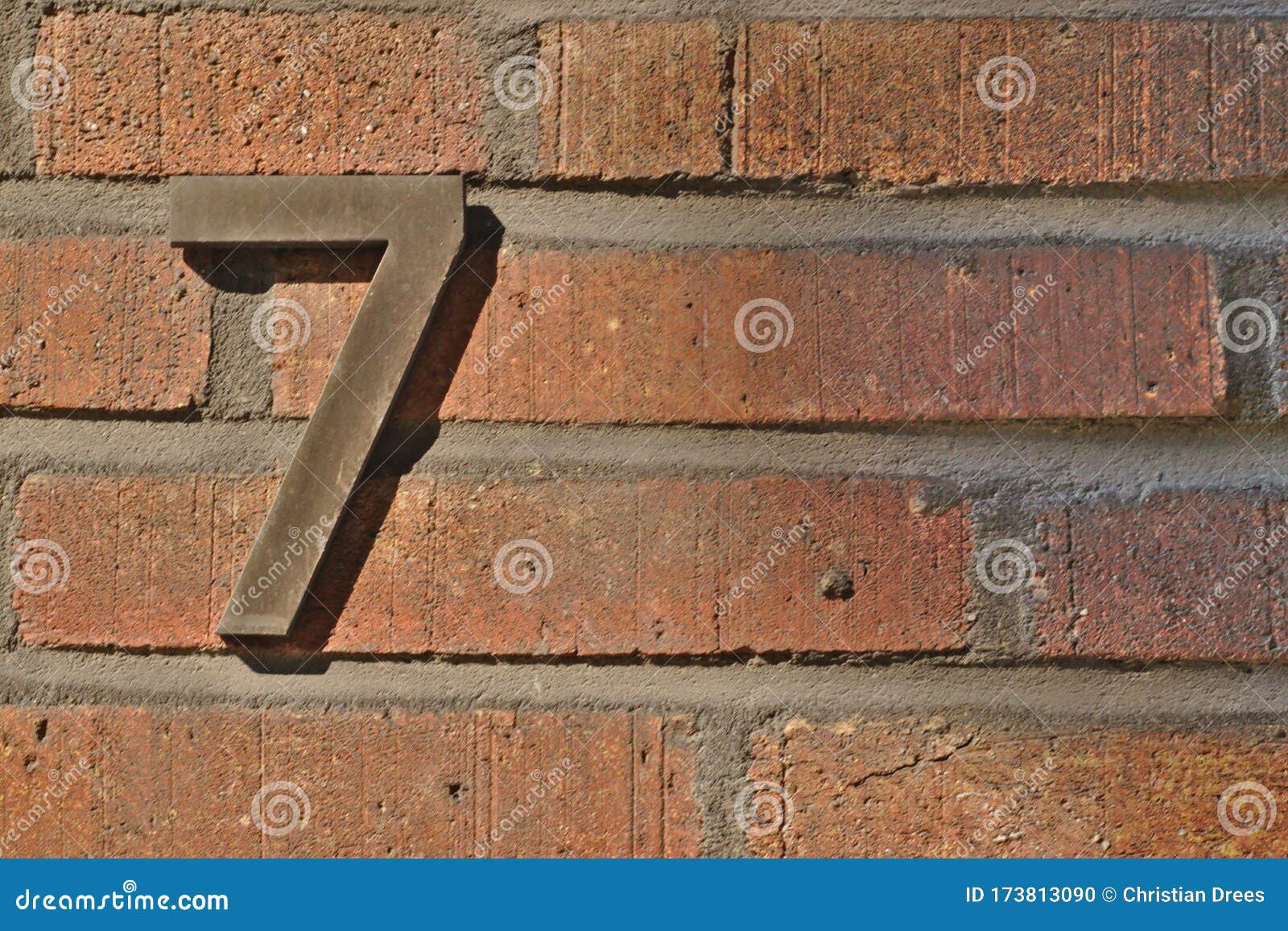 Number Seven on a Brick Wall with Copy Space Stock Photo - Image of ...