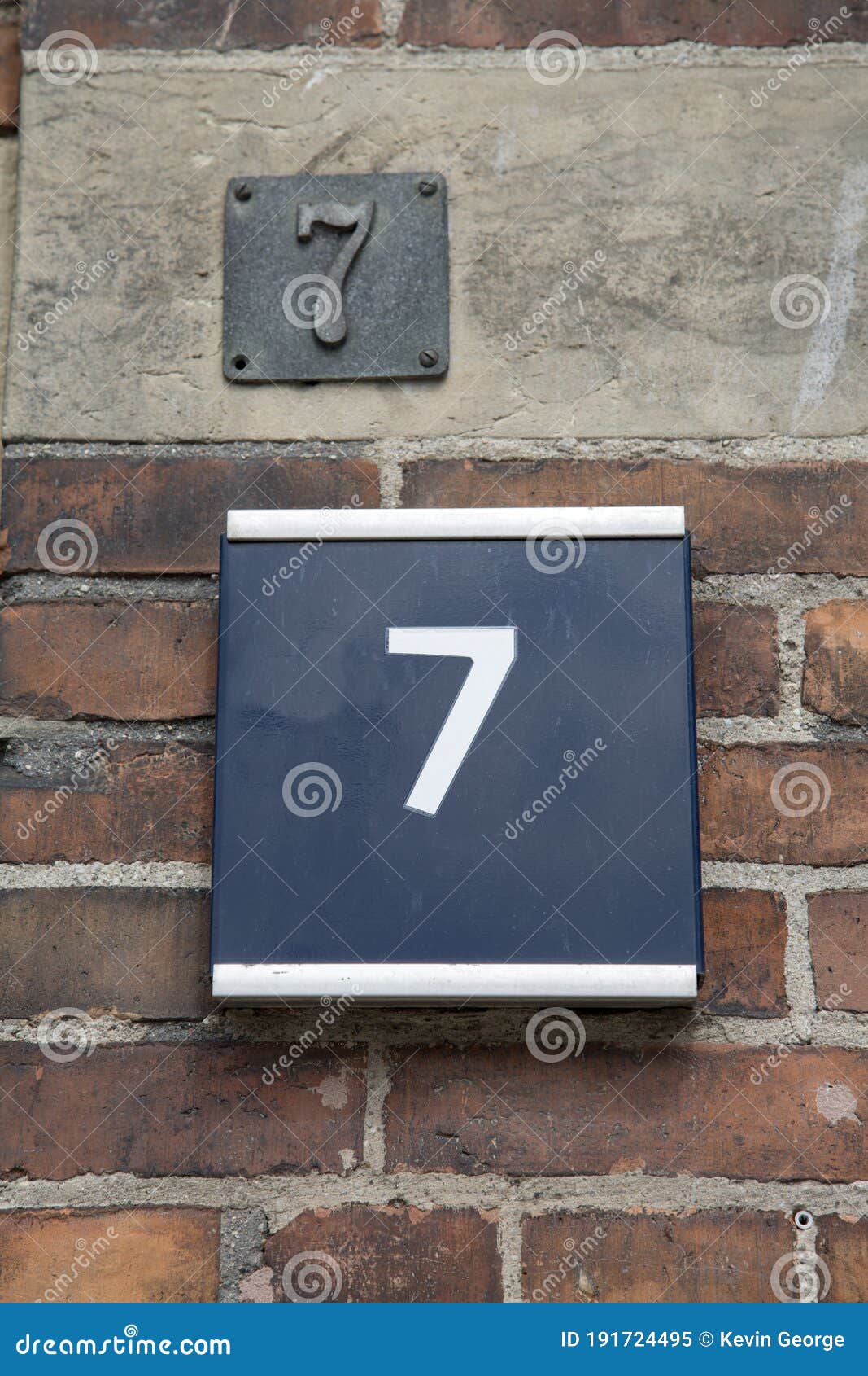 Number Seven on Brick Wall stock image. Image of seven - 191724495