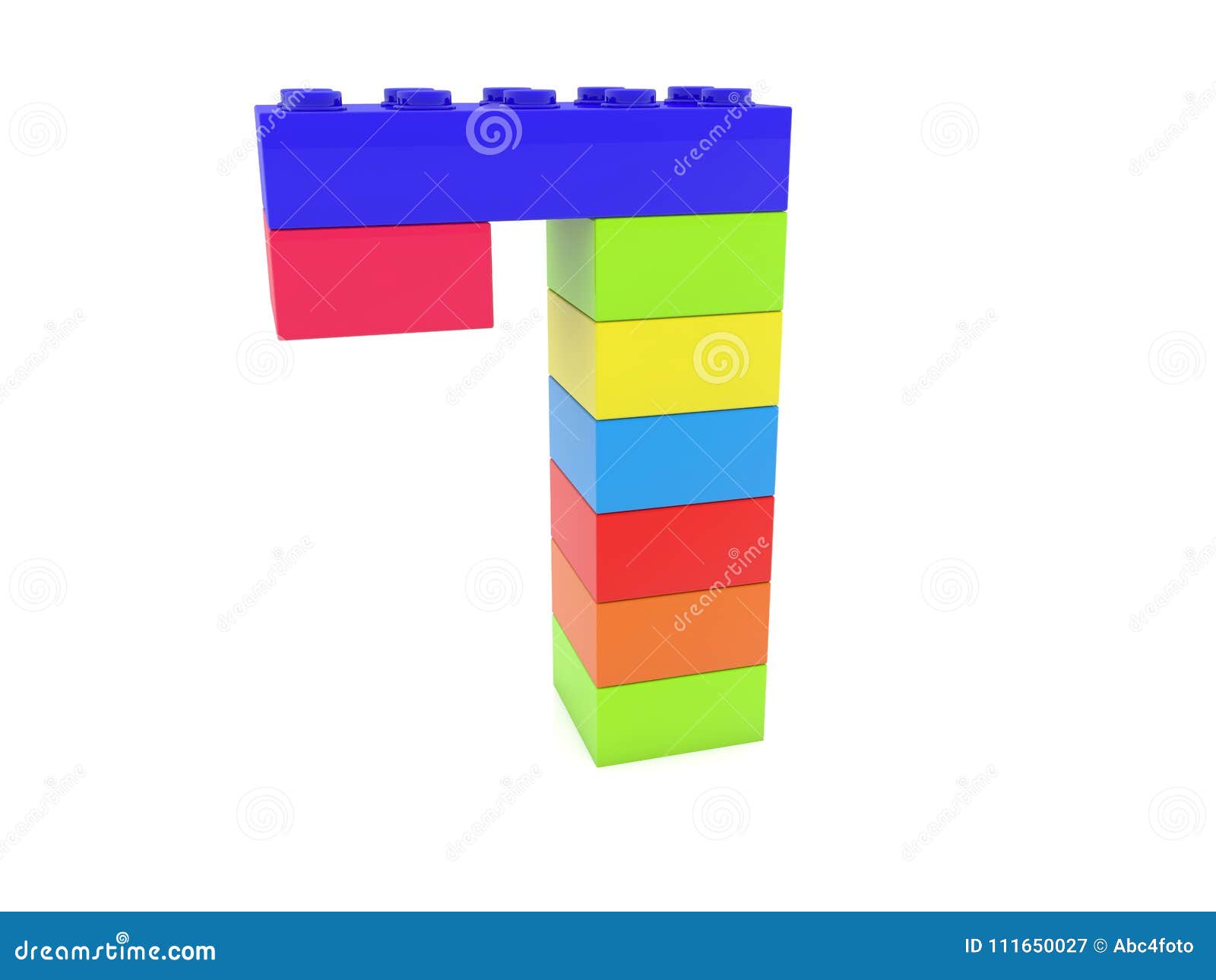 Number Seven Built from Toy Bricks Stock Illustration - Illustration of ...