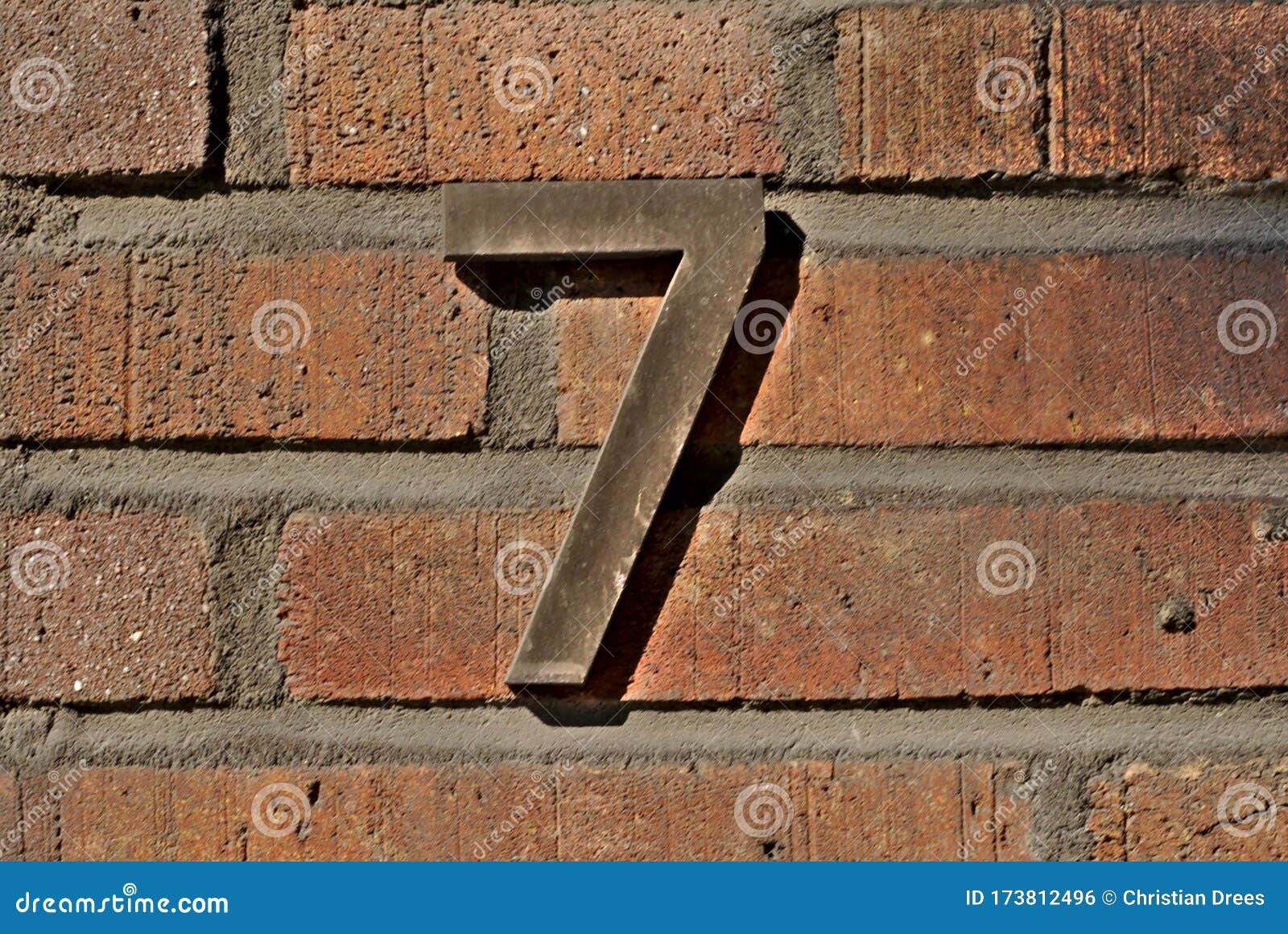 Number Seven Centered on a Brick Wall Stock Photo - Image of ...