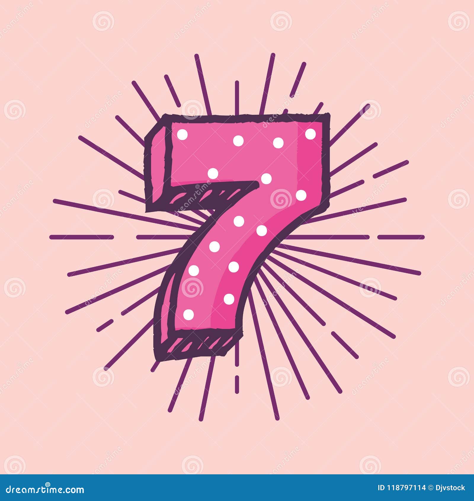 Number seven comic style stock vector. Illustration of style - 118797114