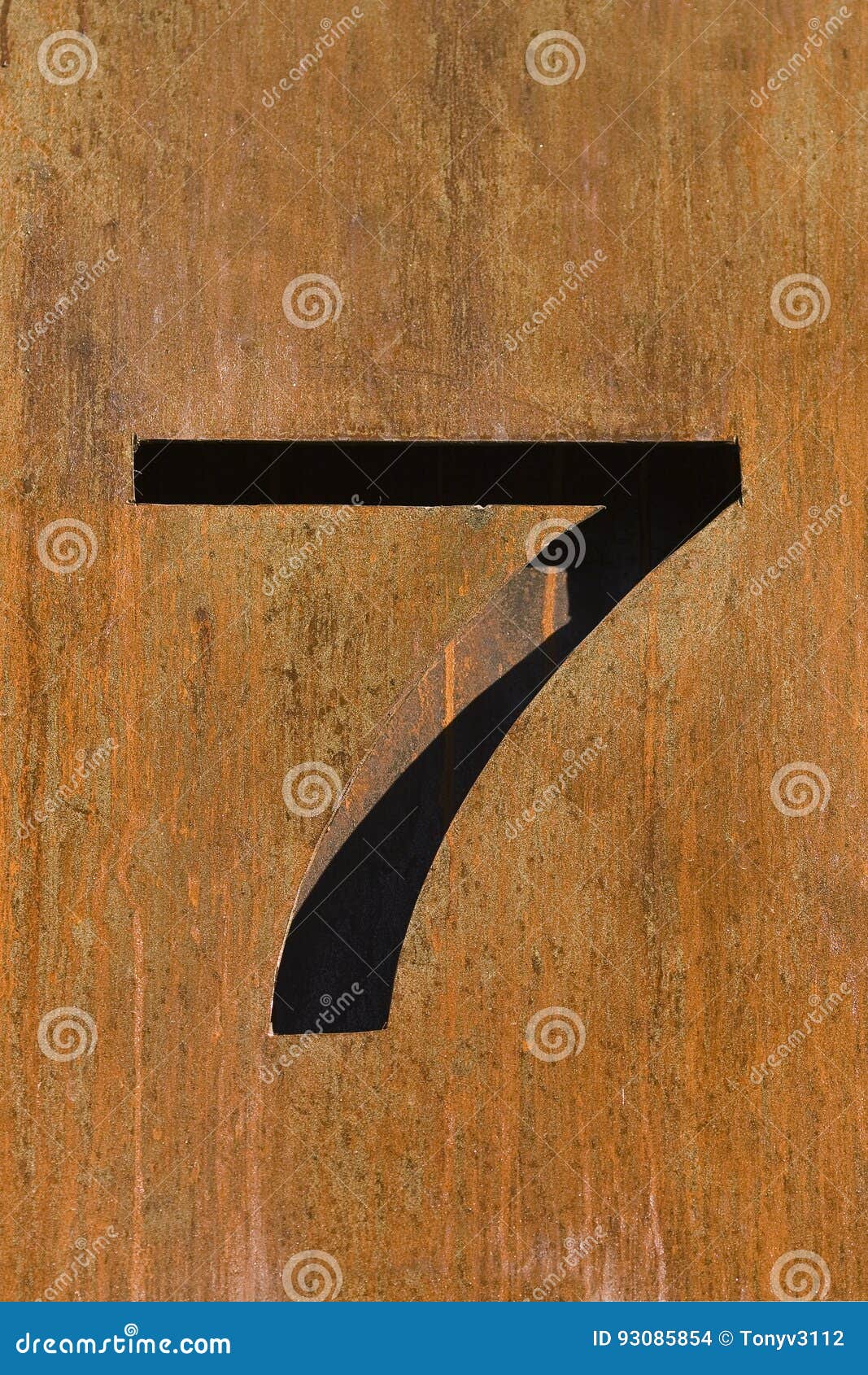 Number Seven Cut Out Rusty Metal Stock Photo - Image of industrial ...