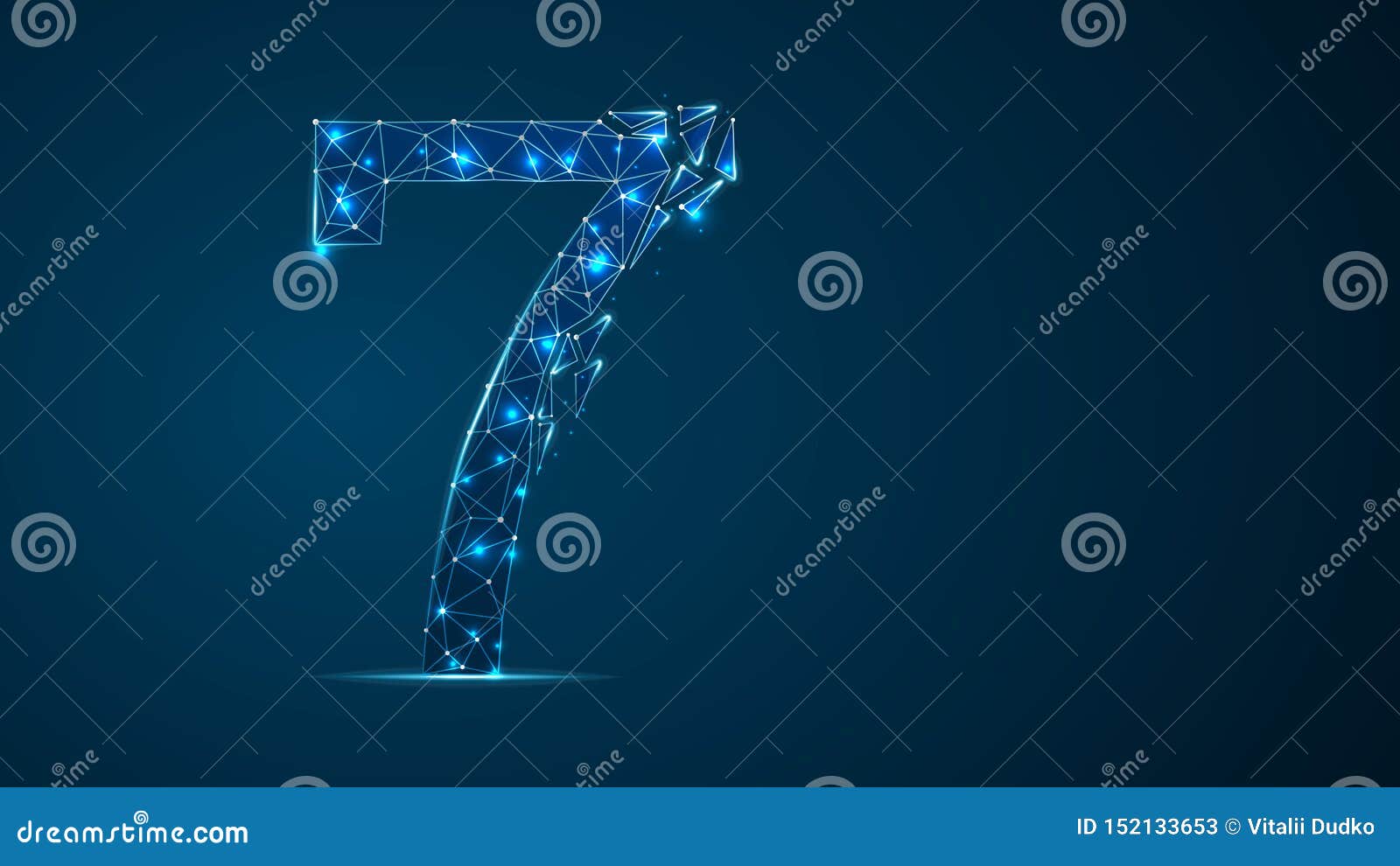 Number Seven 2D Low Poly Abstract Illustration Consisting of Points ...