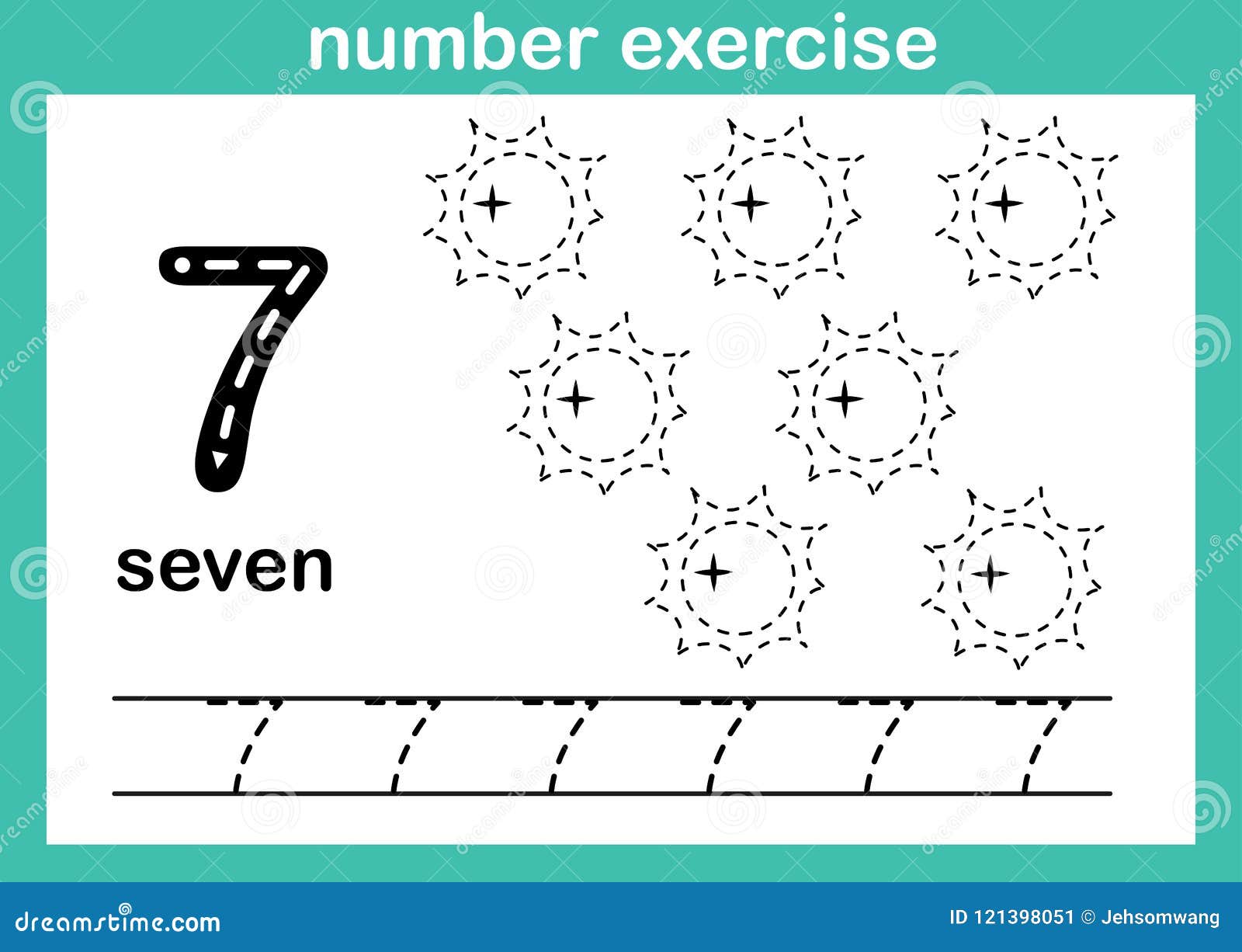 Number seven exercise stock vector. Illustration of language - 121398051