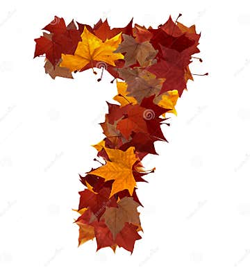Number Seven with Fall Leaves Isolated Stock Photo - Image of gold ...
