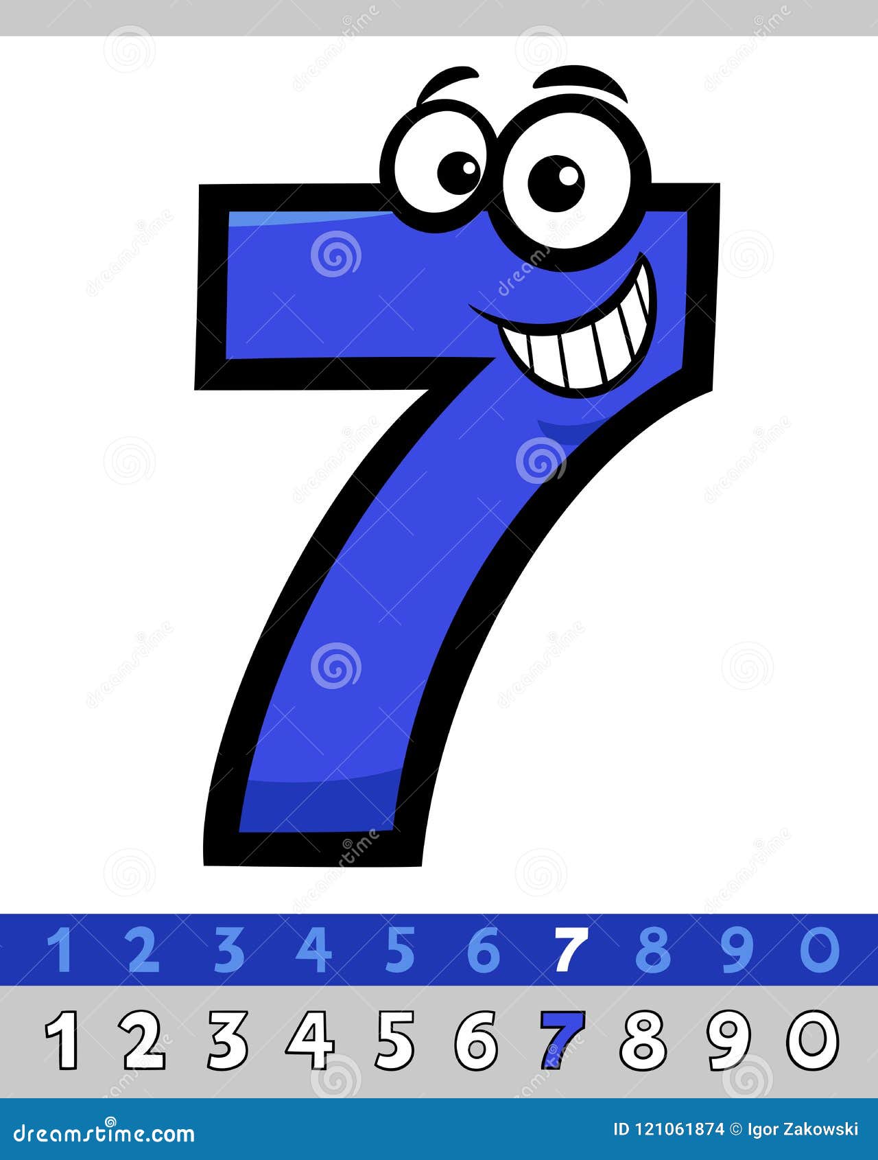 Number Seven Funny Cartoon Character Stock Vector - Illustration of ...
