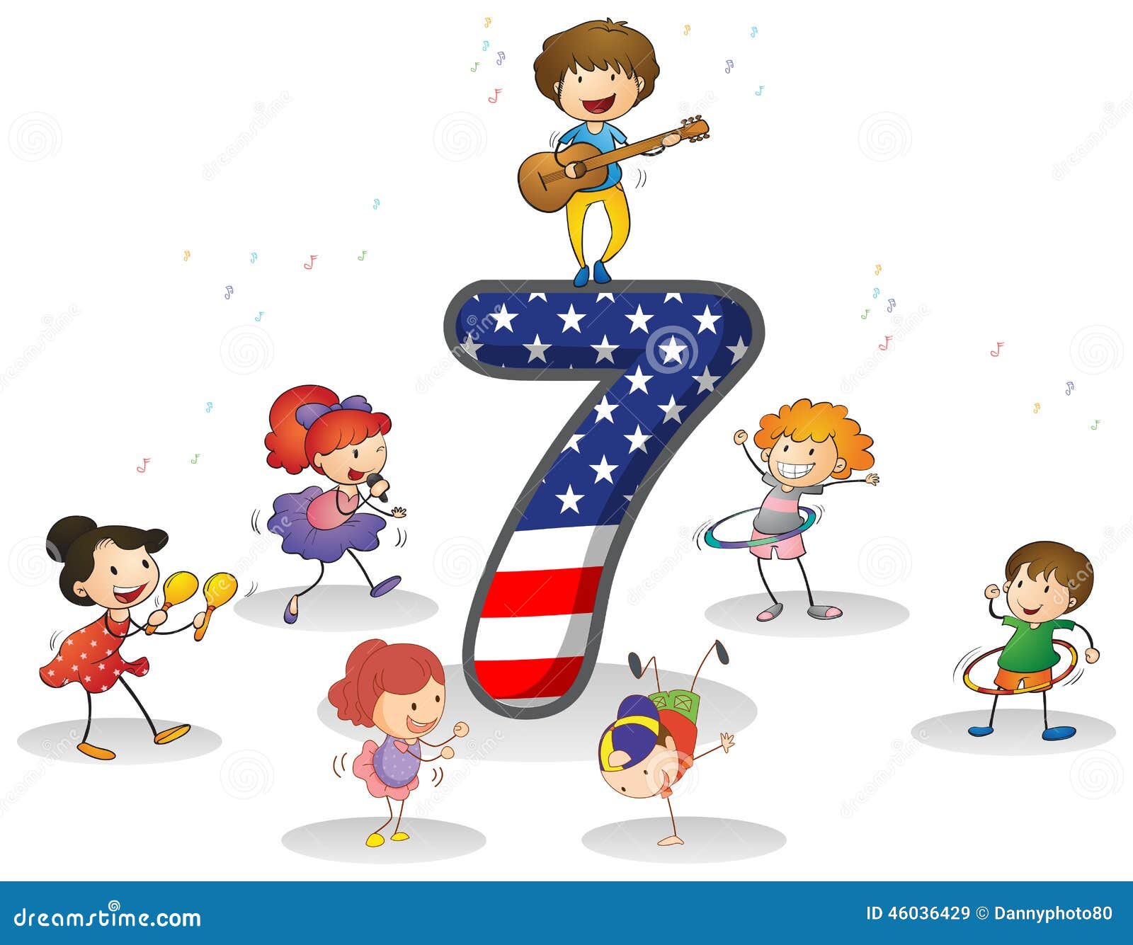Number seven stock vector. Illustration of kindergarten - 46036429