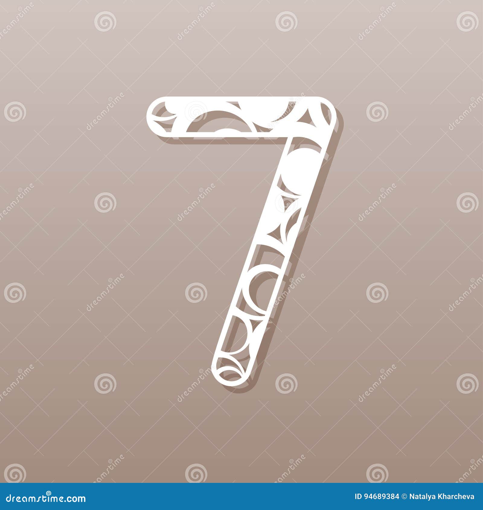 Number Seven Laser Cut.a Round Pattern Stock Vector - Illustration of ...