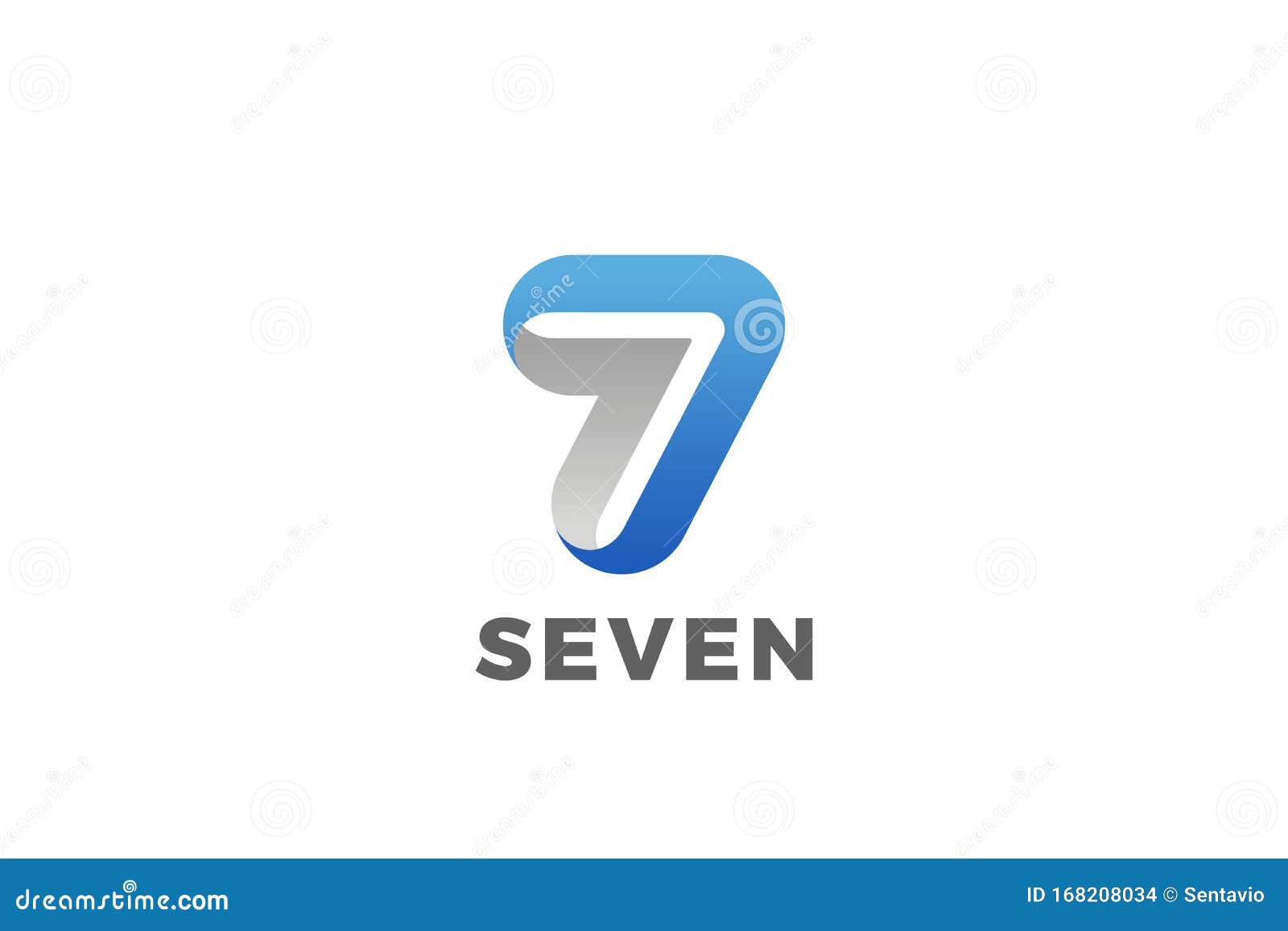 Number 7 Seven Logo Design Vector Template Ribbon Font Style Typography ...