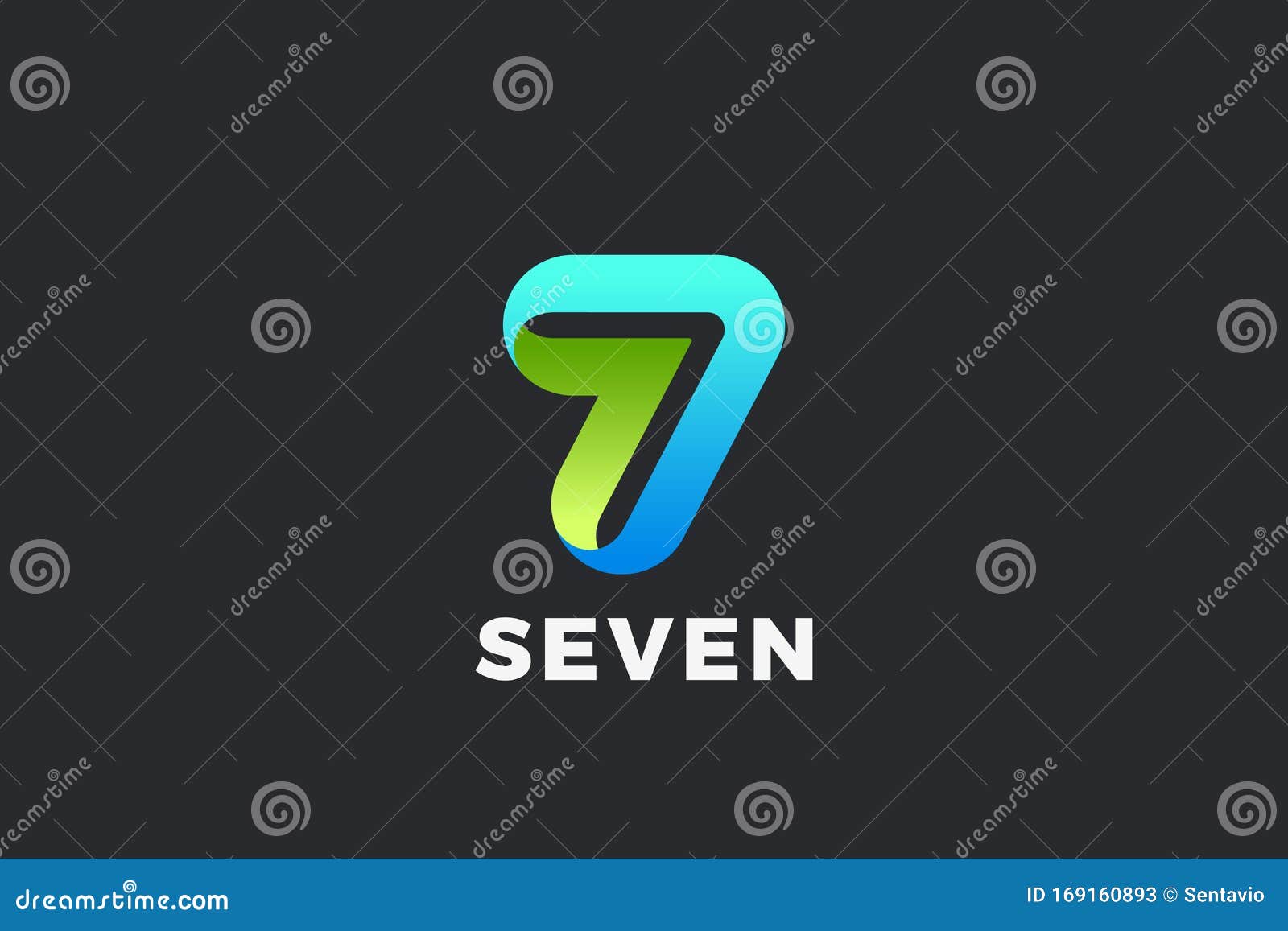 Number 7 Seven Logo Design Vector Template Ribbon Font Style Typography ...