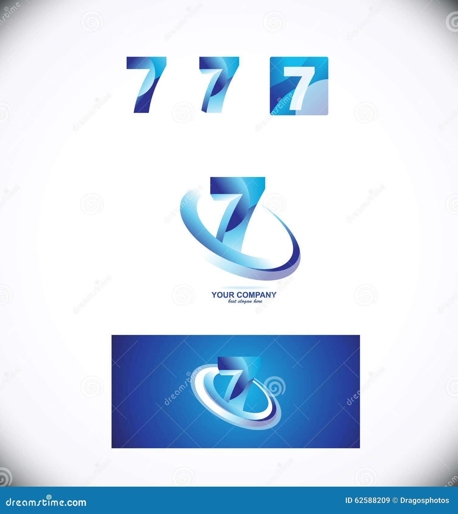 Number Seven 7 Logo Icon Set Stock Vector - Illustration of sign ...