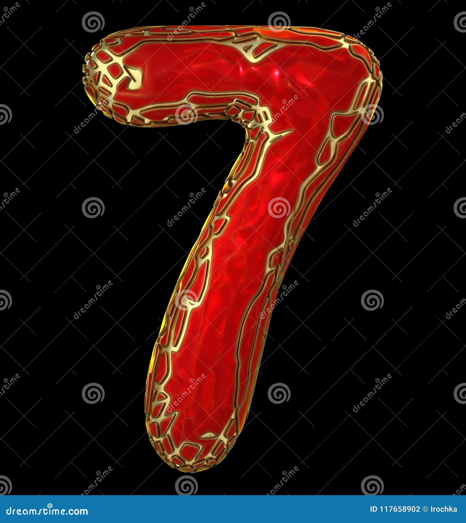 Number 7 Seven in Low Poly Style Red Color Isolated on Black Background ...