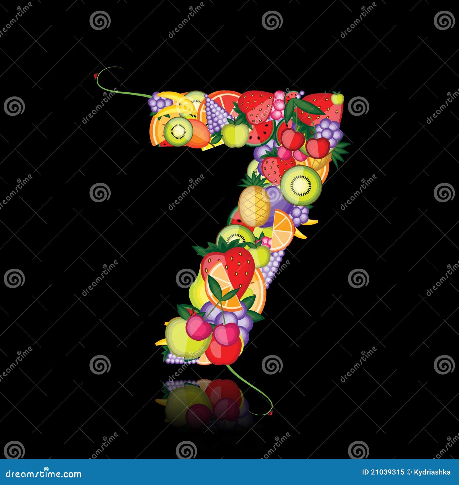 Number Seven Made from Fruits Stock Vector - Illustration of cartoon ...