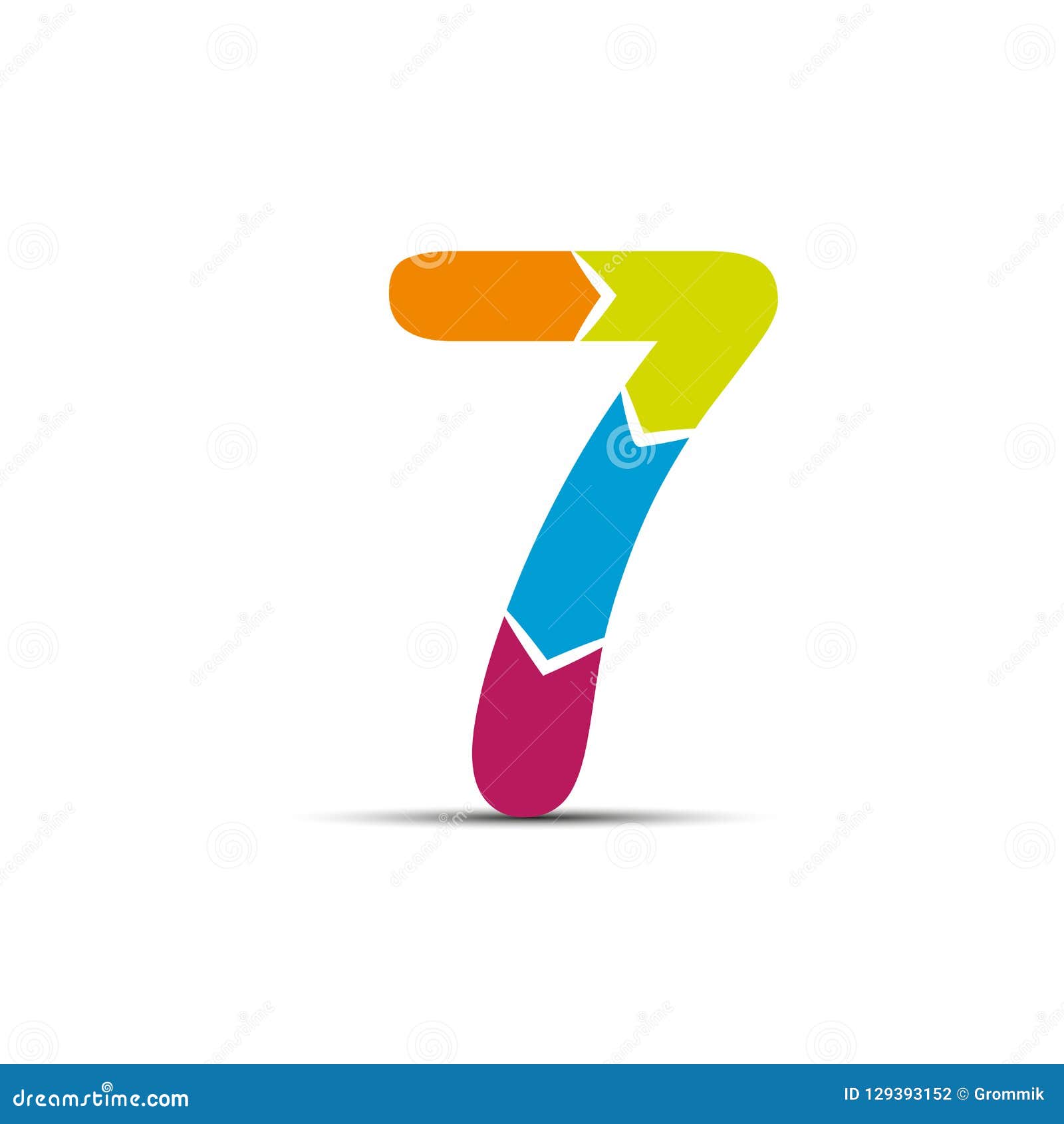 Number Seven is Made Up of Four Colored Arrows. Stock Illustration ... Number Seven is Made Up of Four Colored Arrows. Stock Illustration ...