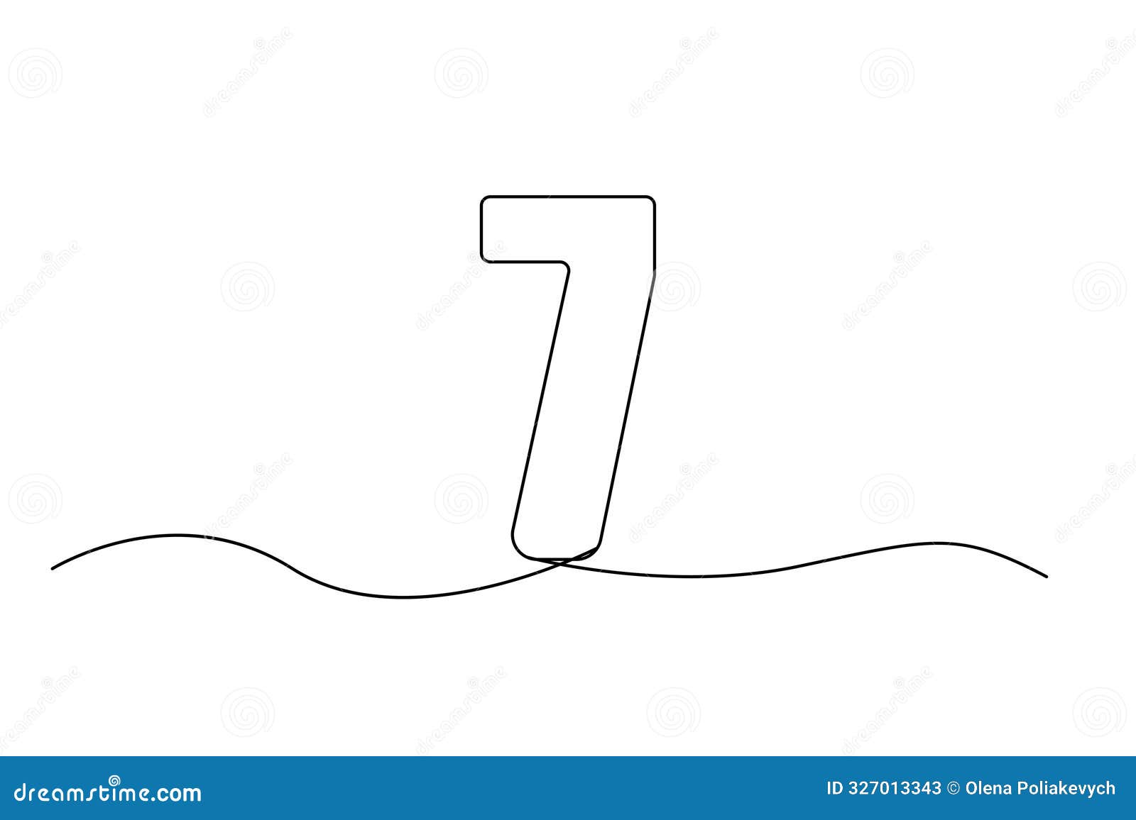 Number Seven Outline. Minimalist Vector Drawing. Single Continuous Line ...