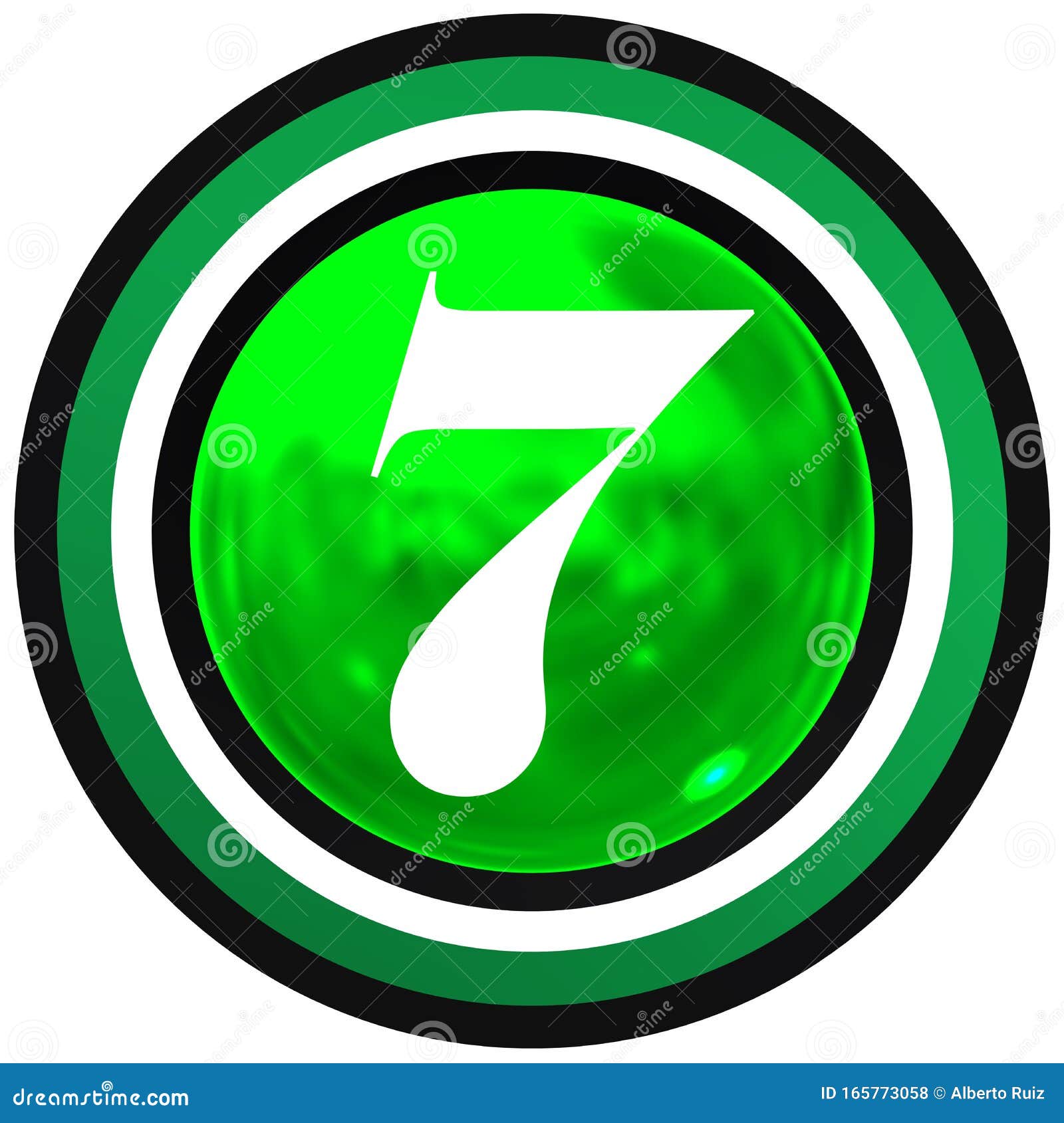 Number Seven Over Bright Sphere with Circles Stock Photo - Image of ...