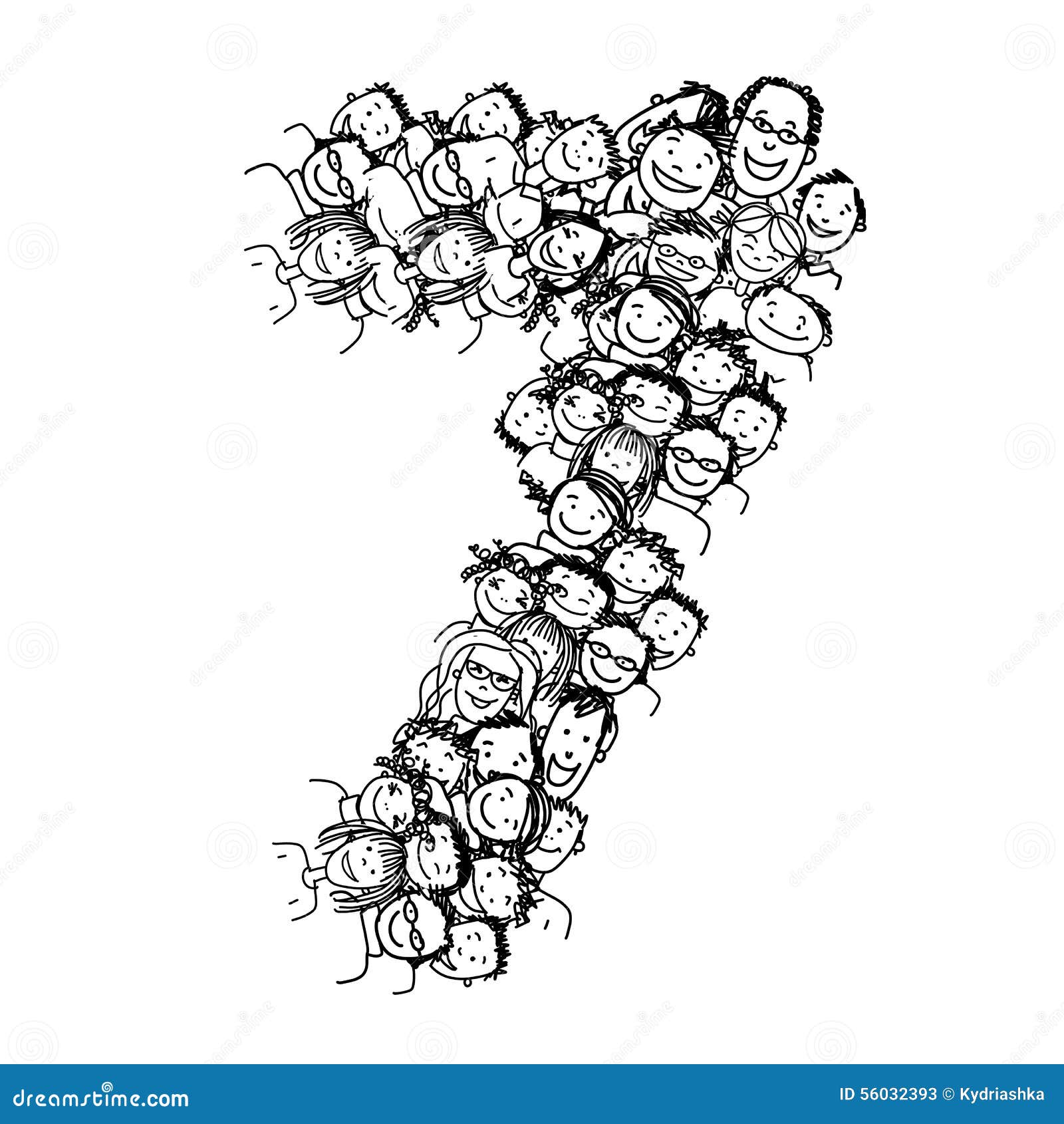 Number Seven, People Crowd, Vector Alphabet Design Stock Vector ...