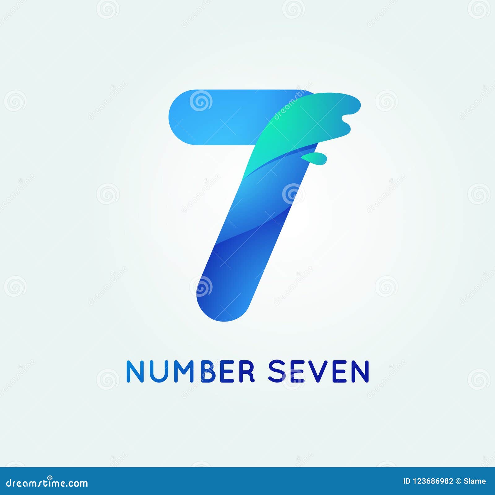 Number Seven in Trend Shape Style. Stock Vector - Illustration of score ...