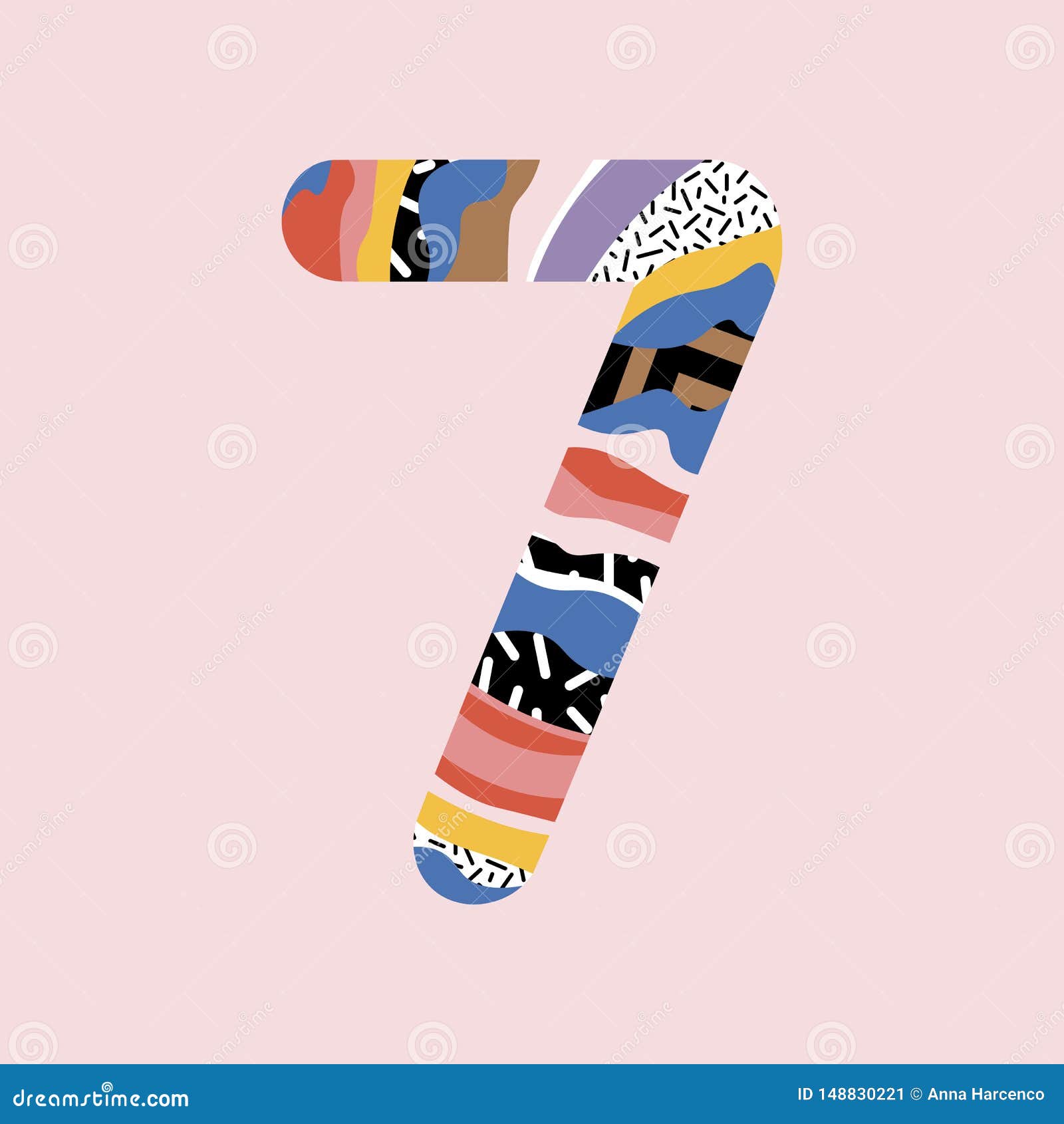 Number Seven Vector Font Alphabet. Stock Image - Illustration of ...