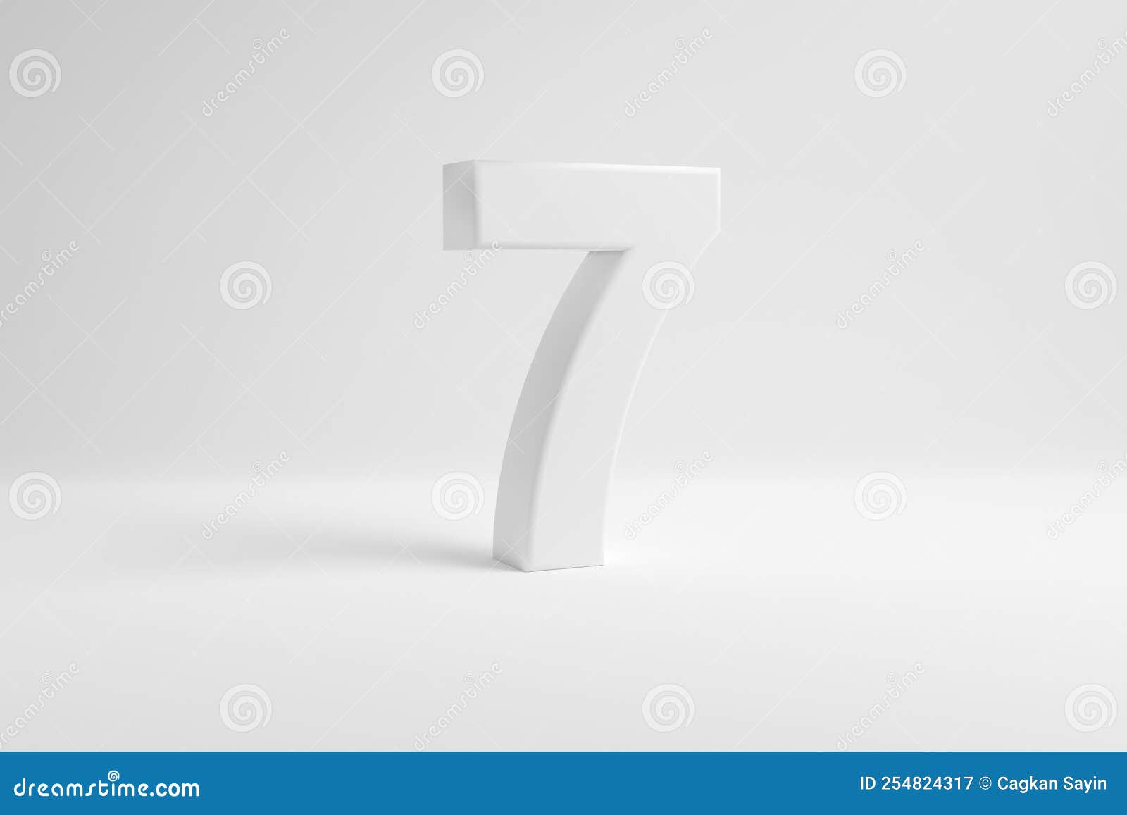 Number Seven on White Background. 3D Rendering Stock Illustration ...