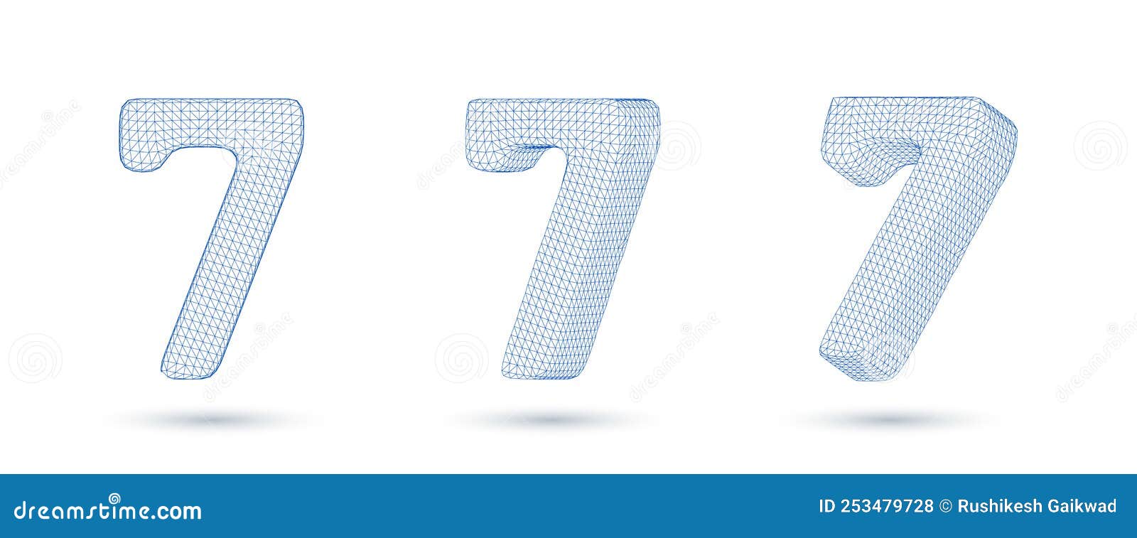 Number Seven Wireframe High Polygonal Outline Low Poly Style Vector ...
