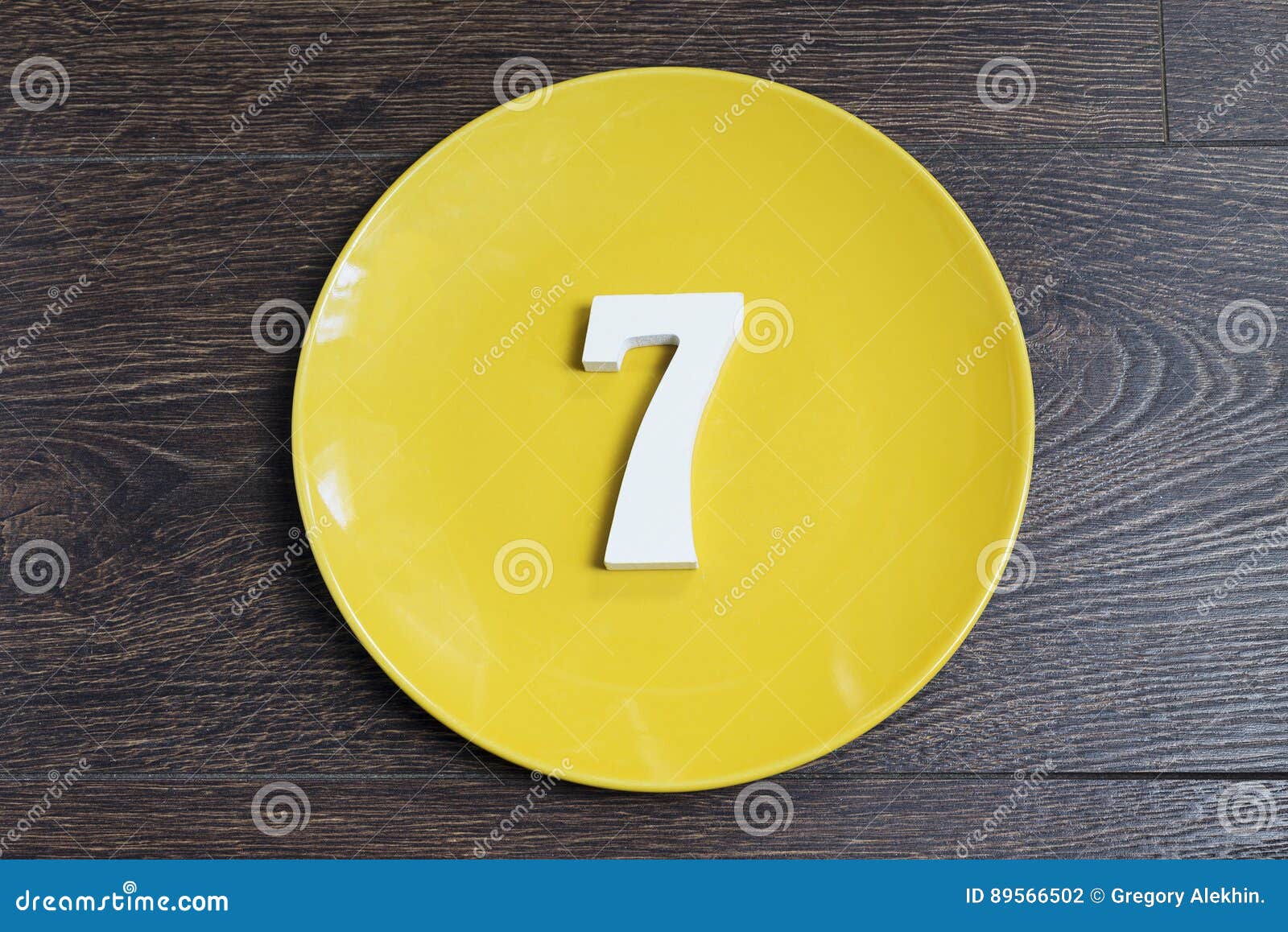 The Number Seven on a Yellow Plate. Stock Photo - Image of cipher ...