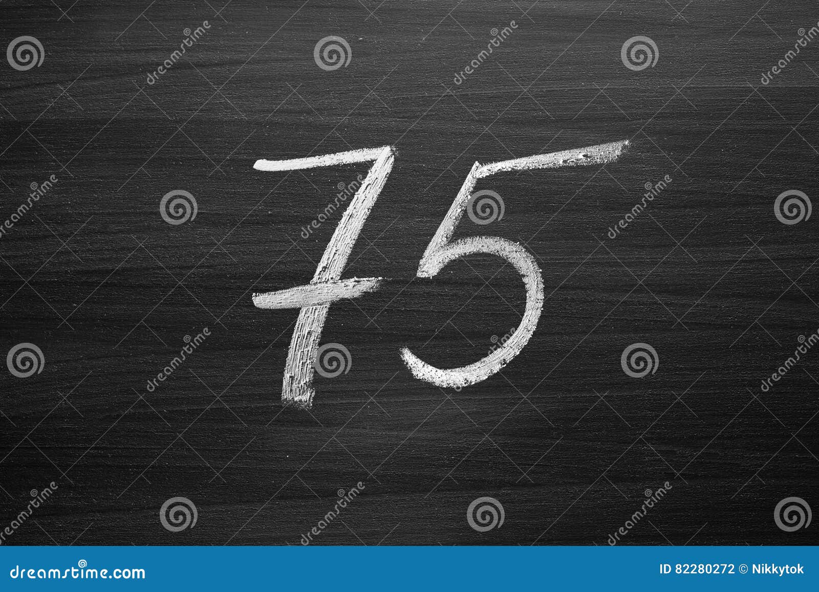 Number Seventy Five Enumeration Written with a Chalk on the Blackboard ...