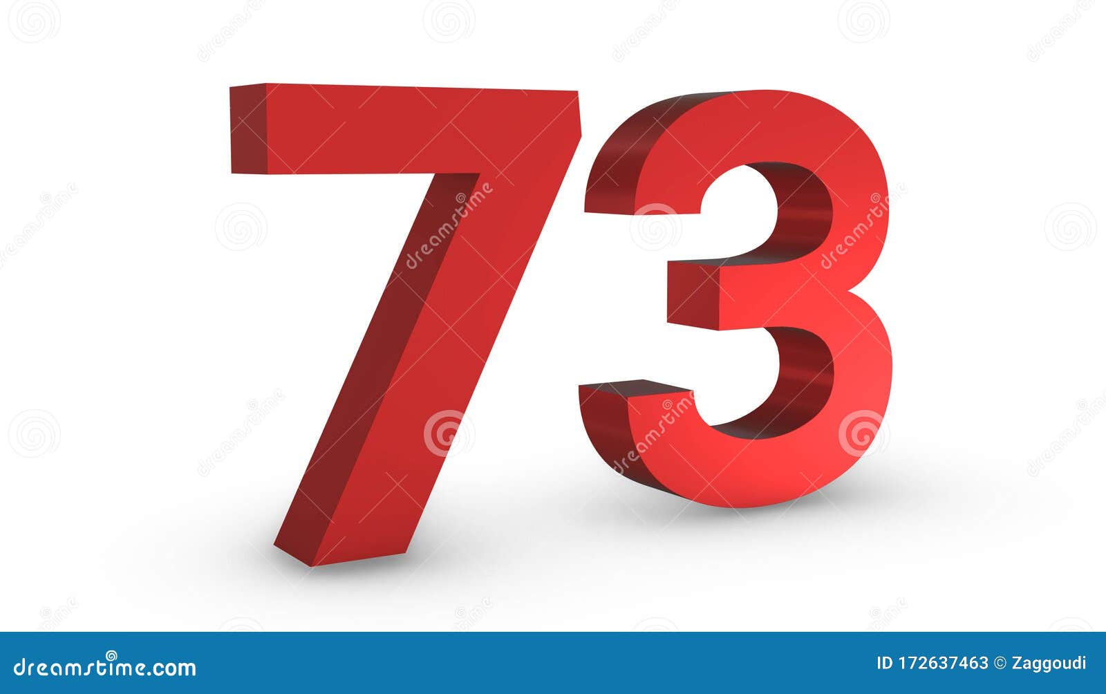 Number 73 Seventy Three Red Sign 3D Rendering Isolated on White ...