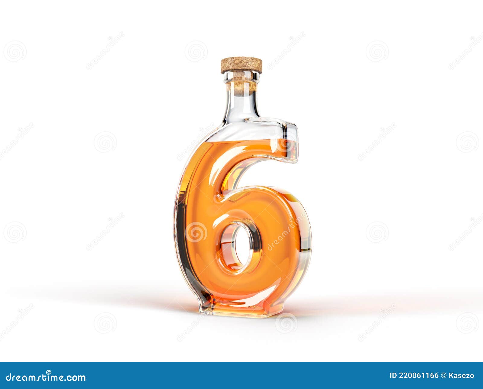 Number 6 Shaped Bottle with Whisky Inside. 3d Illustration Stock ...