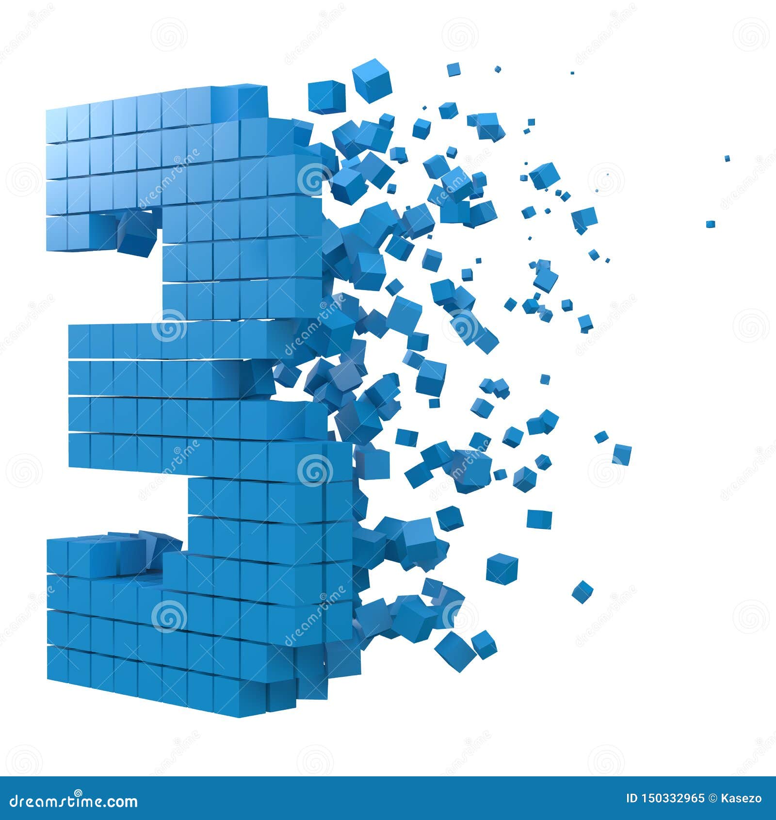 Number 3 Shaped Data Block. Version with Blue Cubes Stock Vector ...