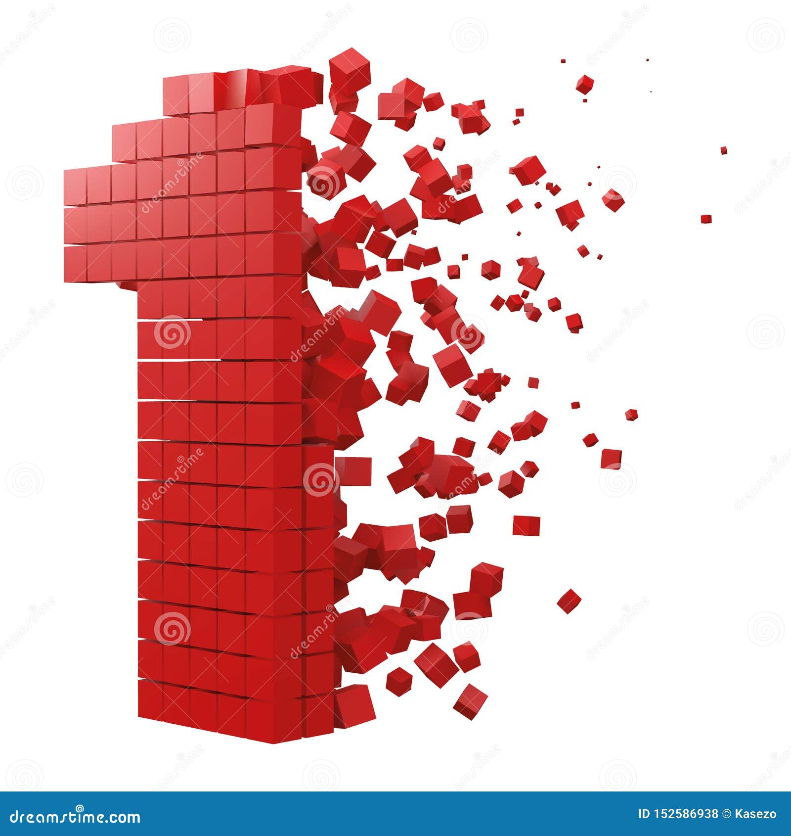 Number 1 Shaped Data Block. Version with Red Cubes Stock Vector ...
