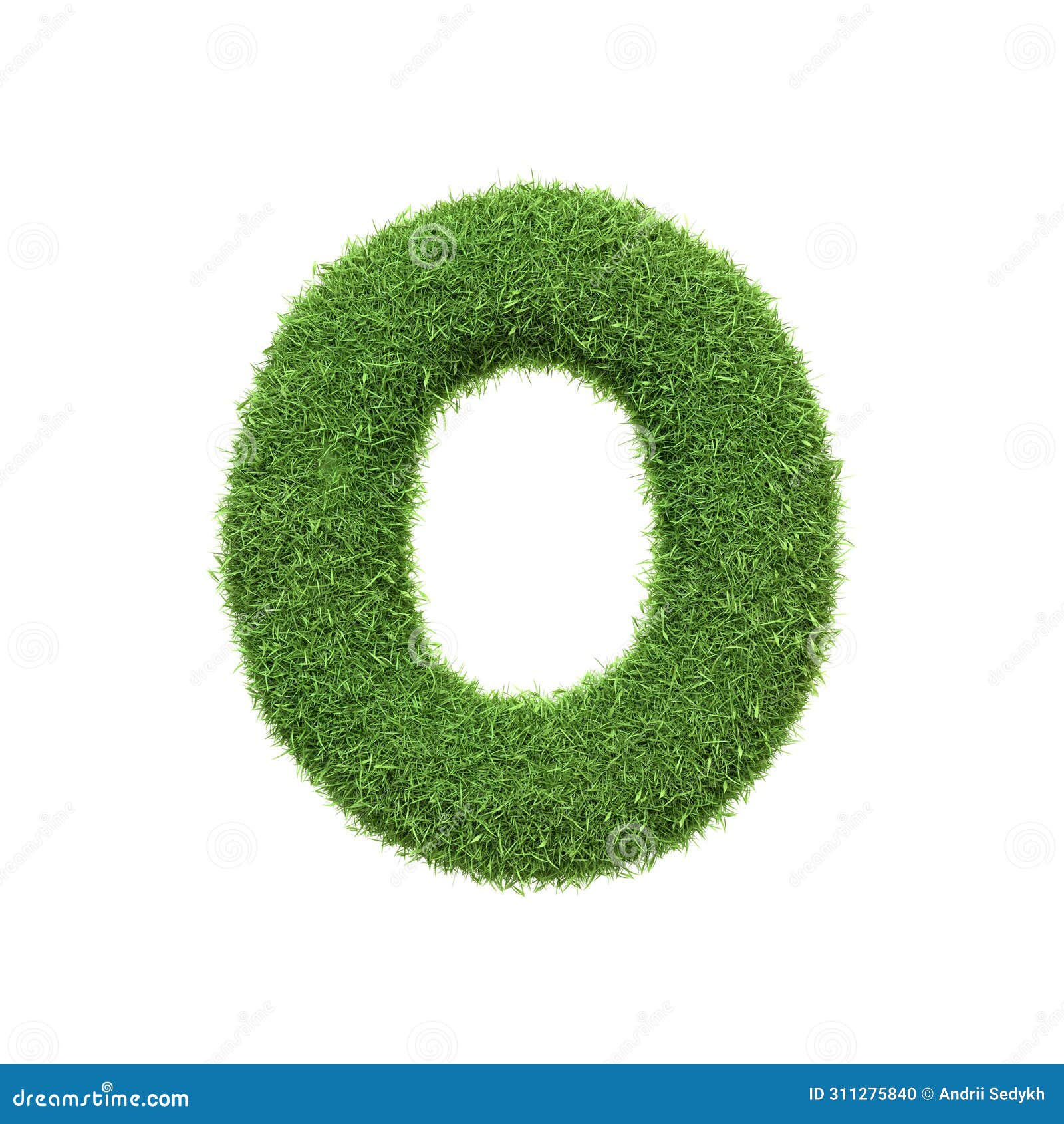 The Number 0 Shaped from Dense Green Grass, Set Against a Pure White ...