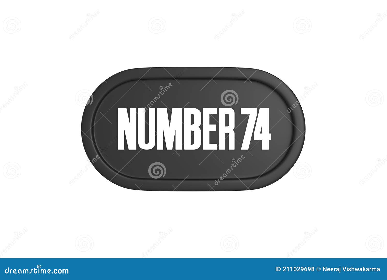 74 Number Sign in Black Color Isolated on White Background, 3d Render ...