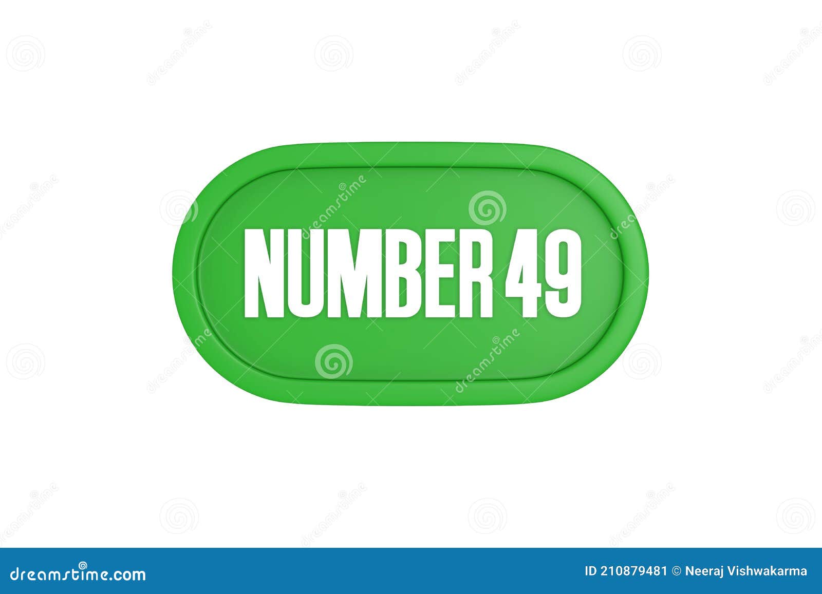 49 Number Sign in Green Color Isolated on White Background, 3d Render ...
