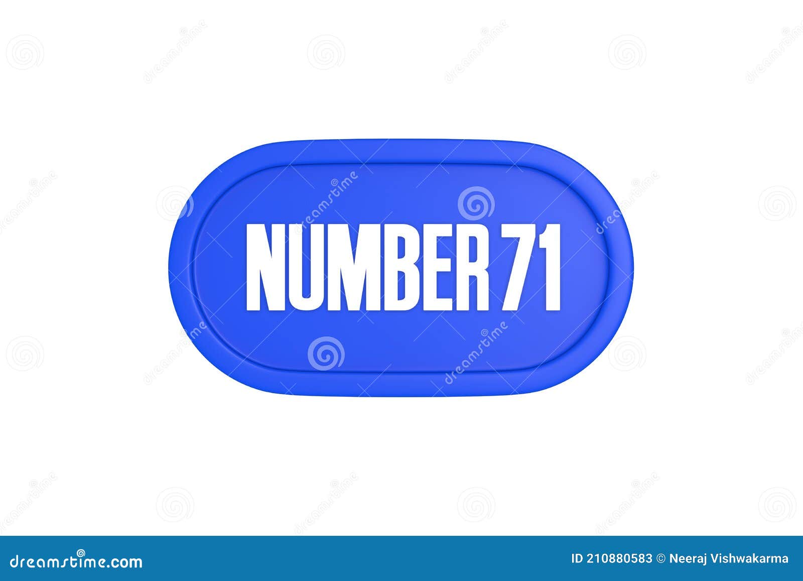 71 Number Sign in Blue Color Isolated on White Background, 3d Render ...