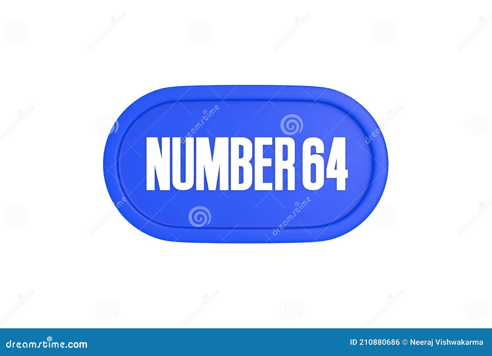 64 Number Sign in Blue Color Isolated on White Background, 3d Render ...