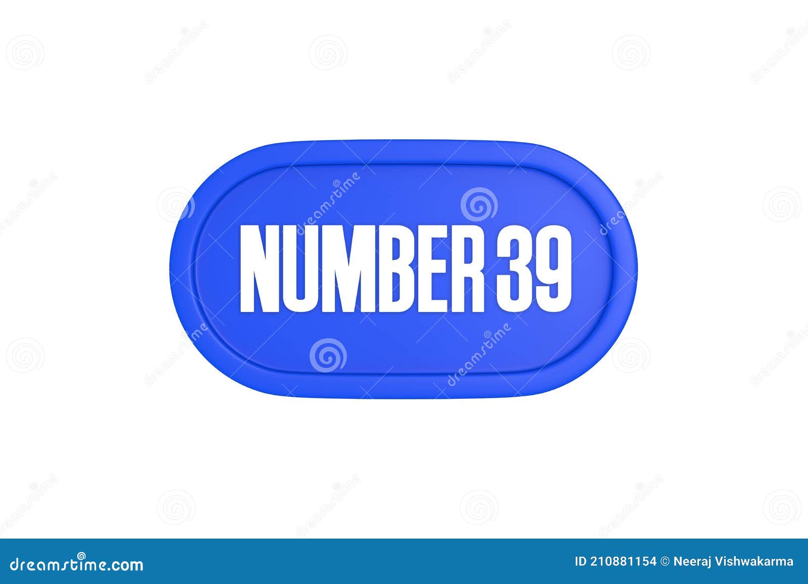 39 Number Sign in Blue Color Isolated on White Background, 3d Render ...
