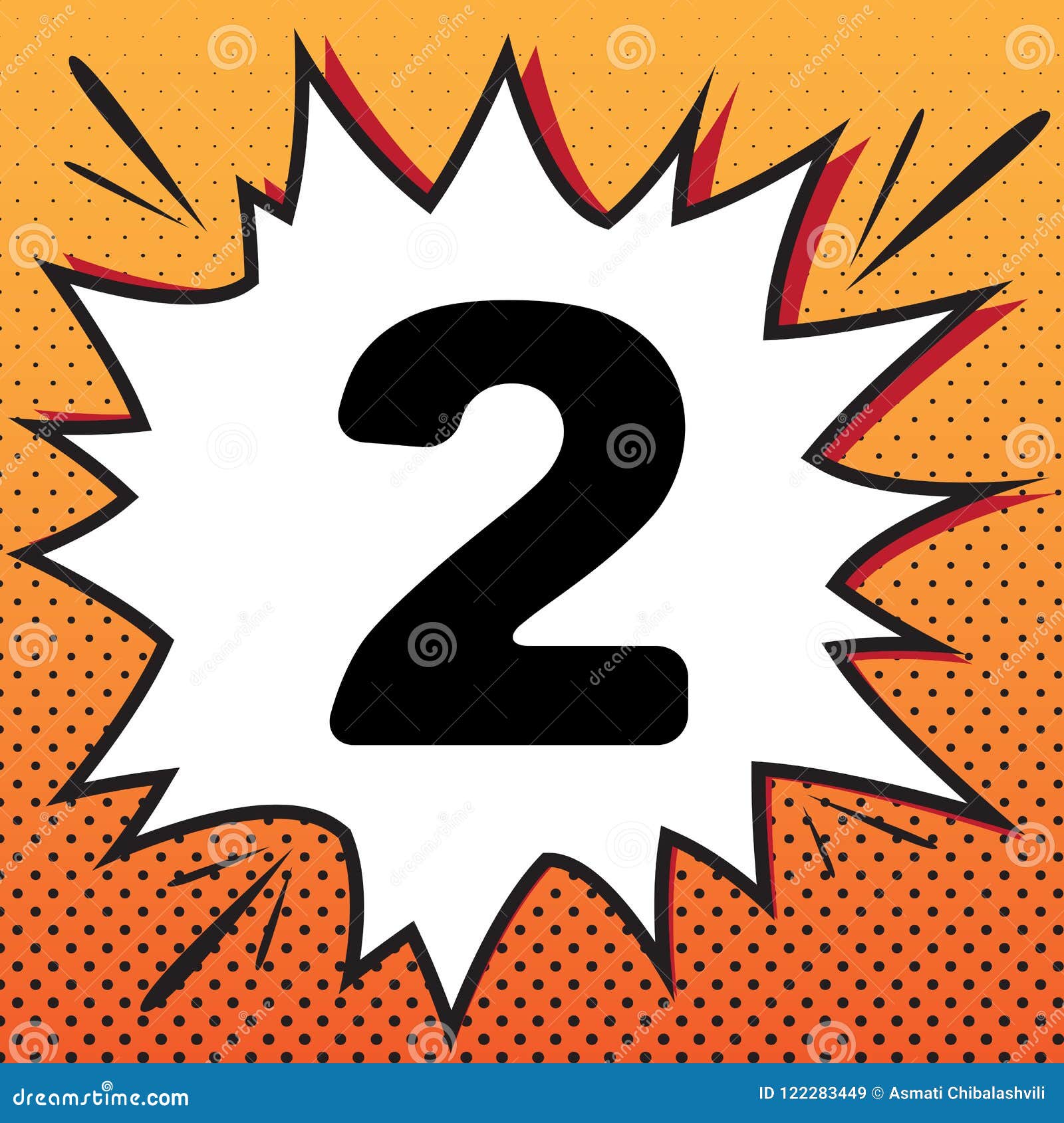 Number 2 Sign Design Template Elements. Vector. Comics Style Icon on ...