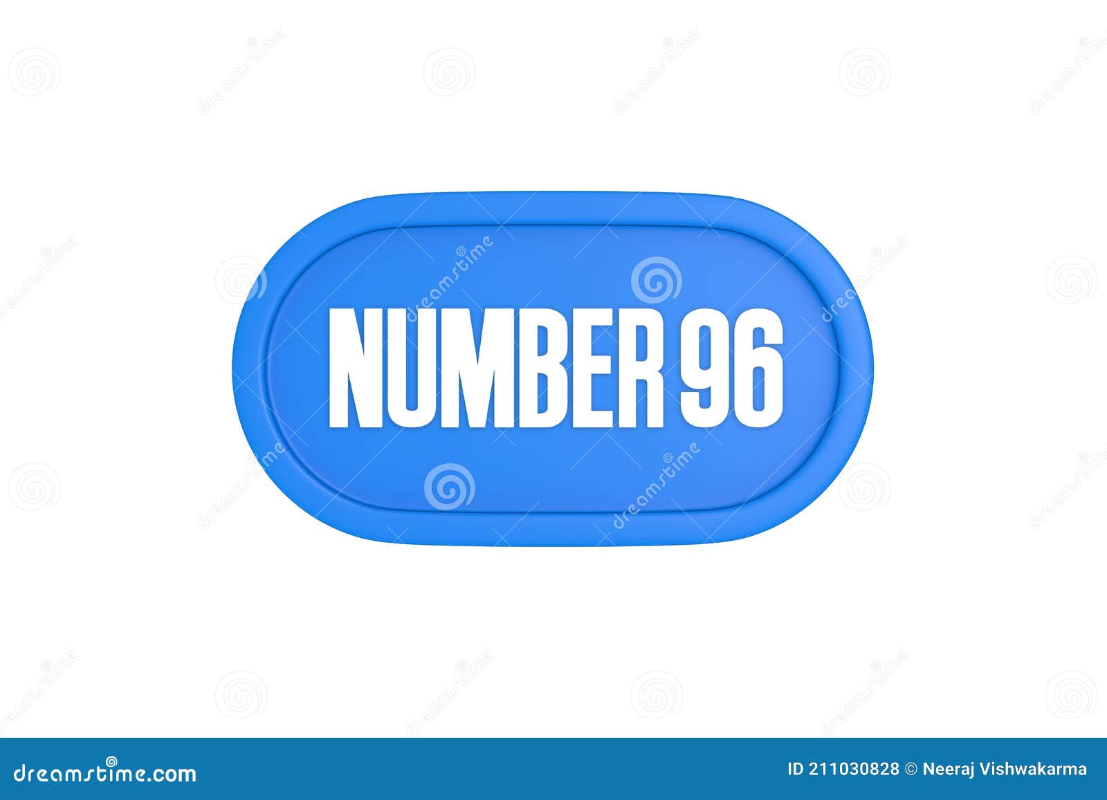 96 Number Sign in Light Blue Color Isolated on White Background, 3d ...
