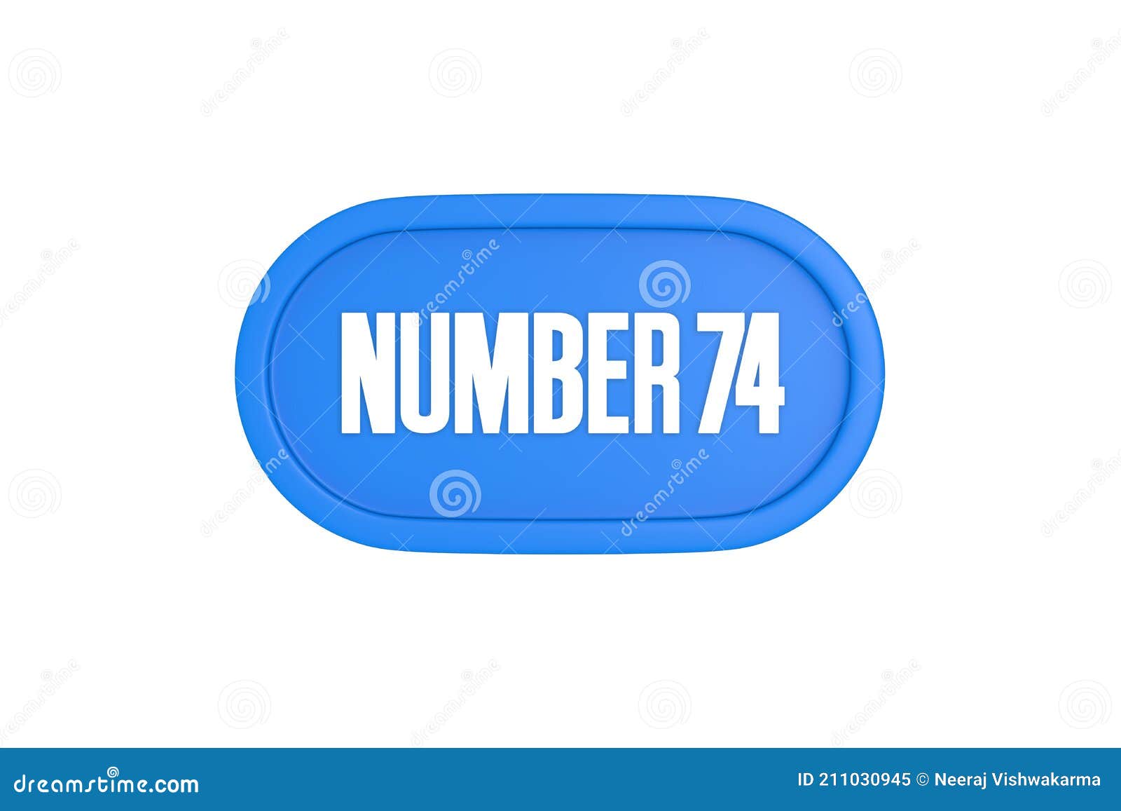74 Number Sign in Light Blue Color Isolated on White Background, 3d ...