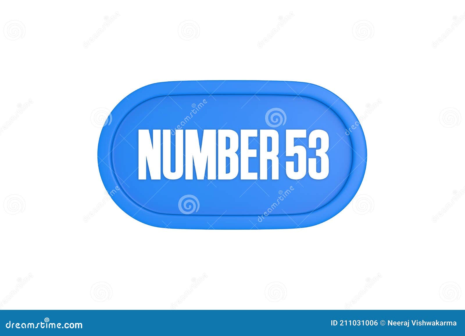 53 Number Sign in Light Blue Color Isolated on White Background, 3d ...