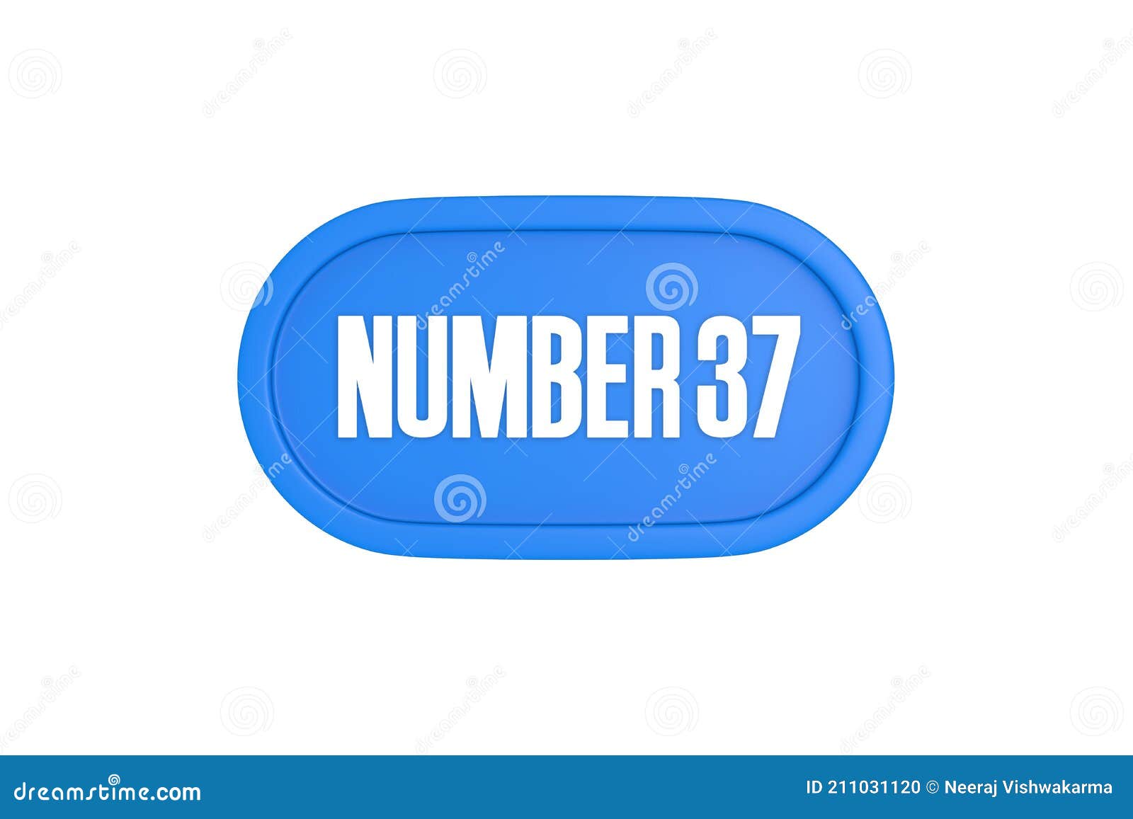 37 Number Sign in Light Blue Color Isolated on White Background, 3d ...
