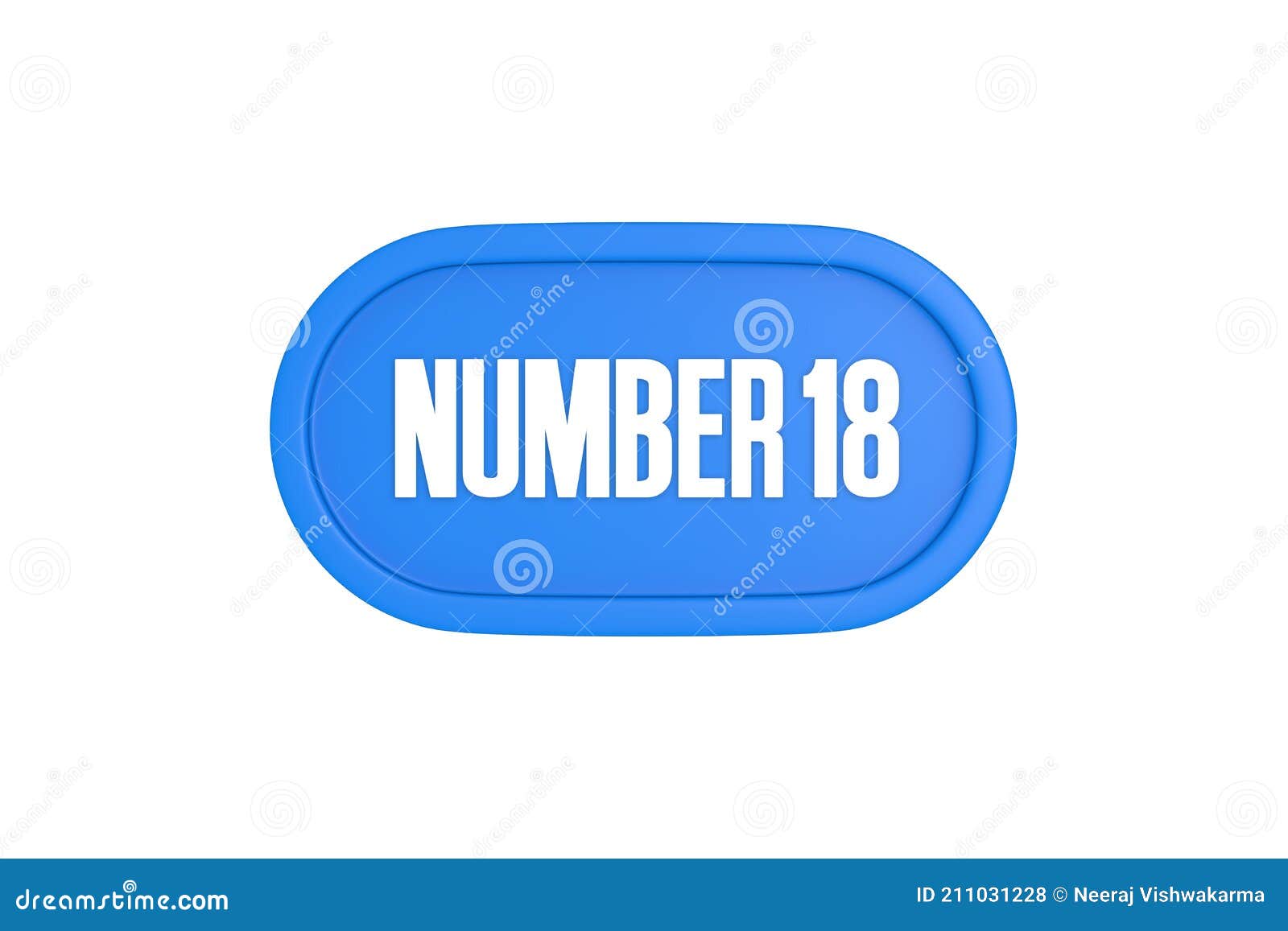 18 Number Sign in Light Blue Color Isolated on White Background, 3d ...