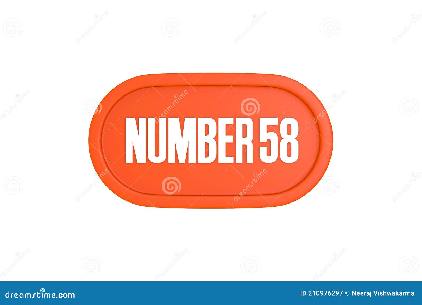 58 Number Sign in Orange Color Isolated on White Background, 3d Render ...